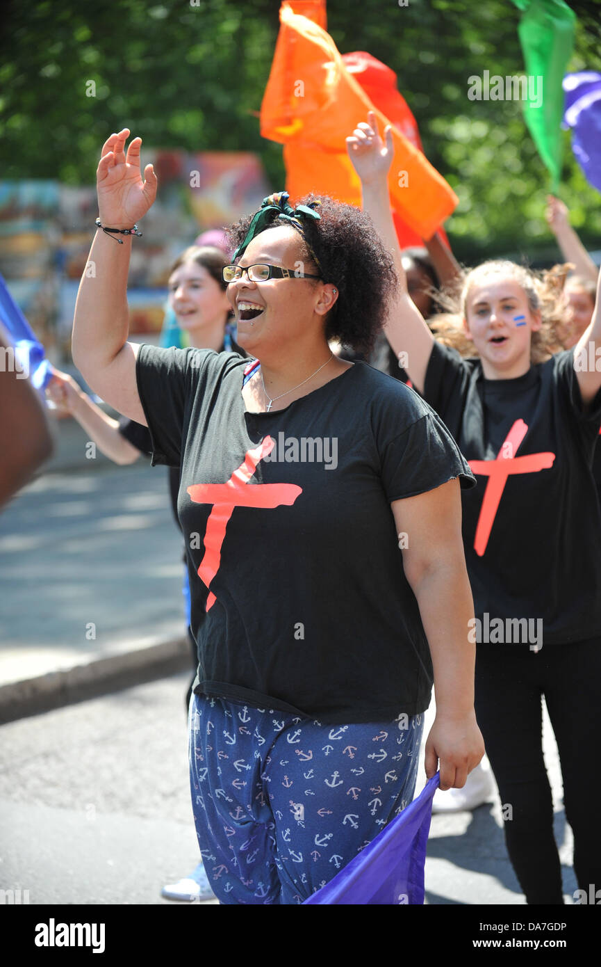 Piccadilly, London, UK. 6th July 2013. The Jesus Army march passes ...