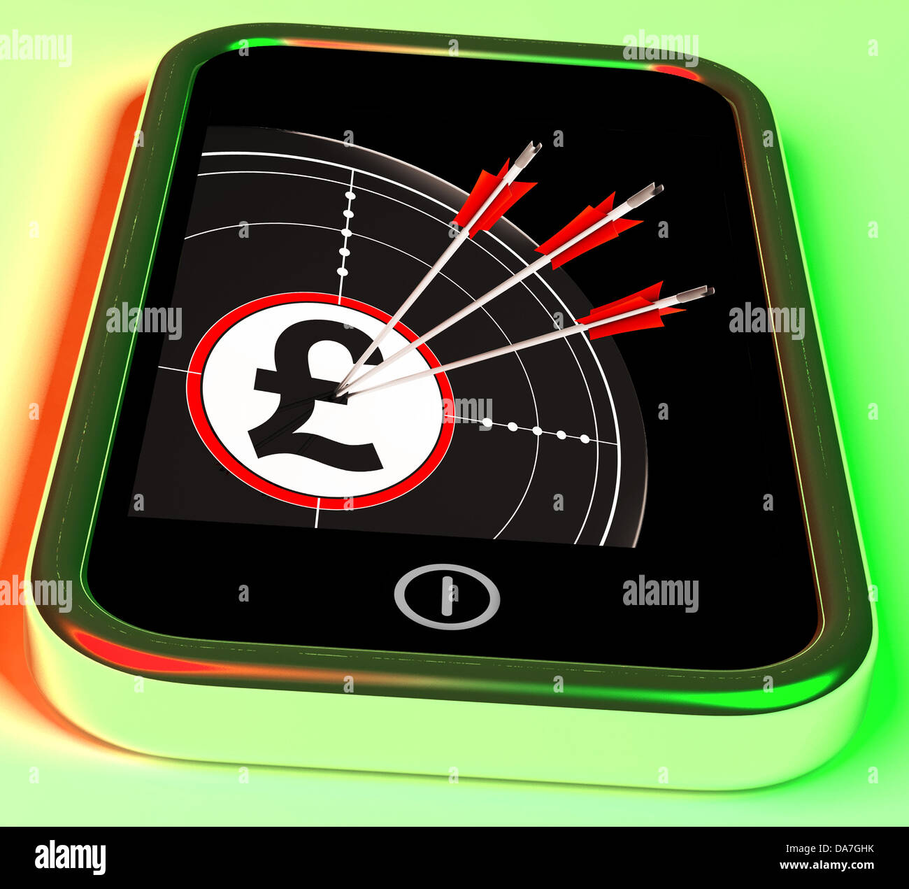 Pound Symbol On Smartphone Shows Kingdom Wealth Or Currencies Stock ...