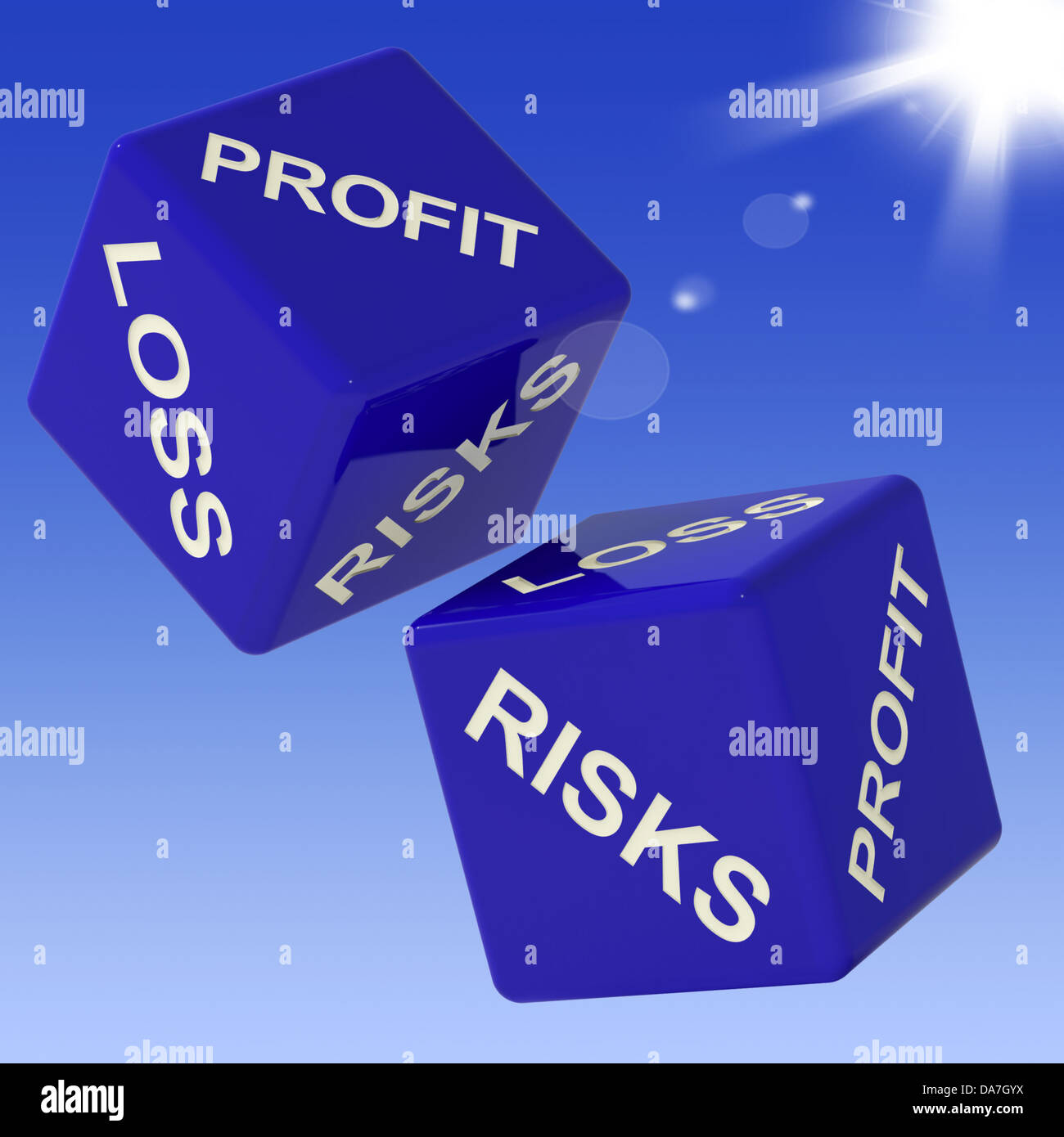 Profit, Loss, Risks Dice Showing Incomes And Debts Stock Photo - Alamy