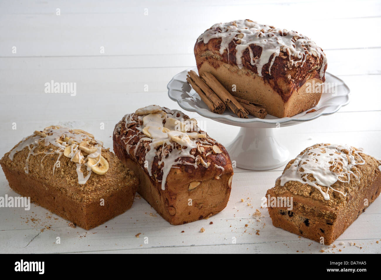 strawberry dessert bread with icing whole slices Stock Photo - Alamy