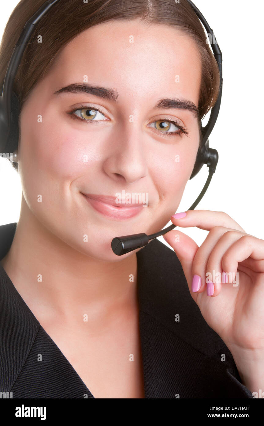 Woman in headphones talking online hi-res stock photography and images ...