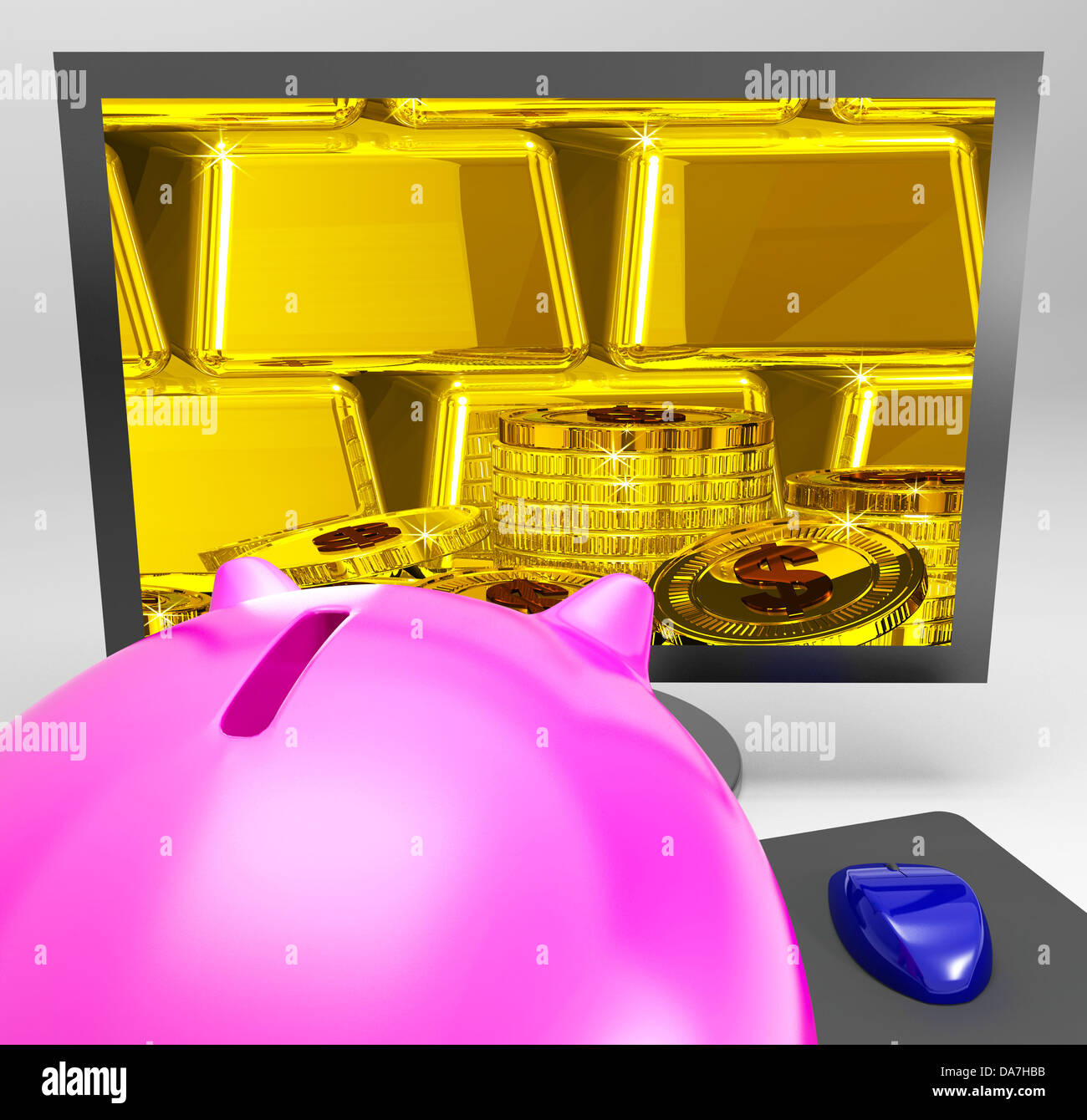 Gold Bars Screen Showing Investment And Success Stock Photo - Alamy