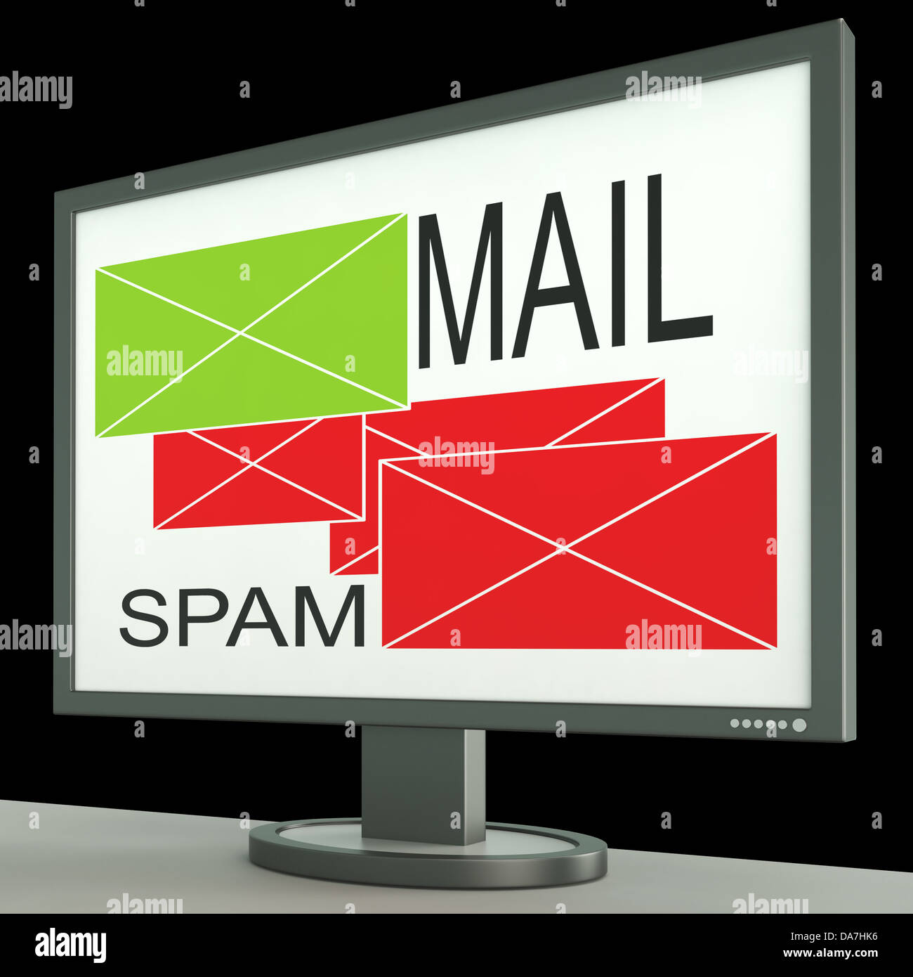 Mail And Spam Envelopes On Monitor Showing Rejected And Accepted Emails ...