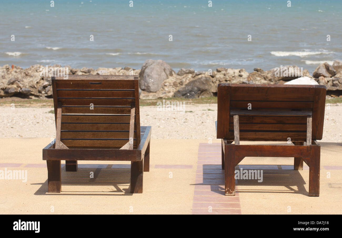Bench at the beach Stock Photo - Alamy