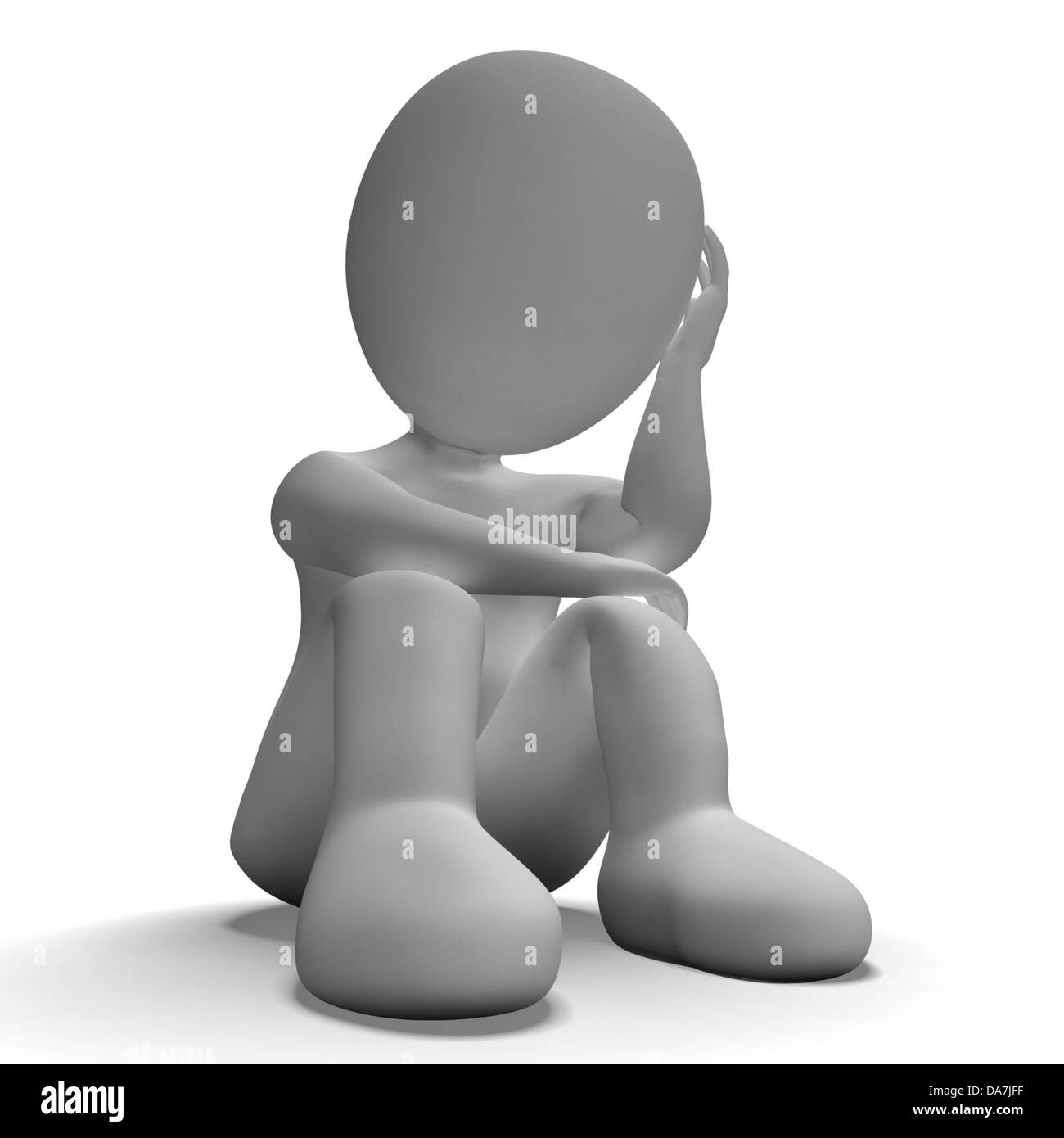 Sad And Unhappy 3d Character Showing Stress Stock Photo - Alamy