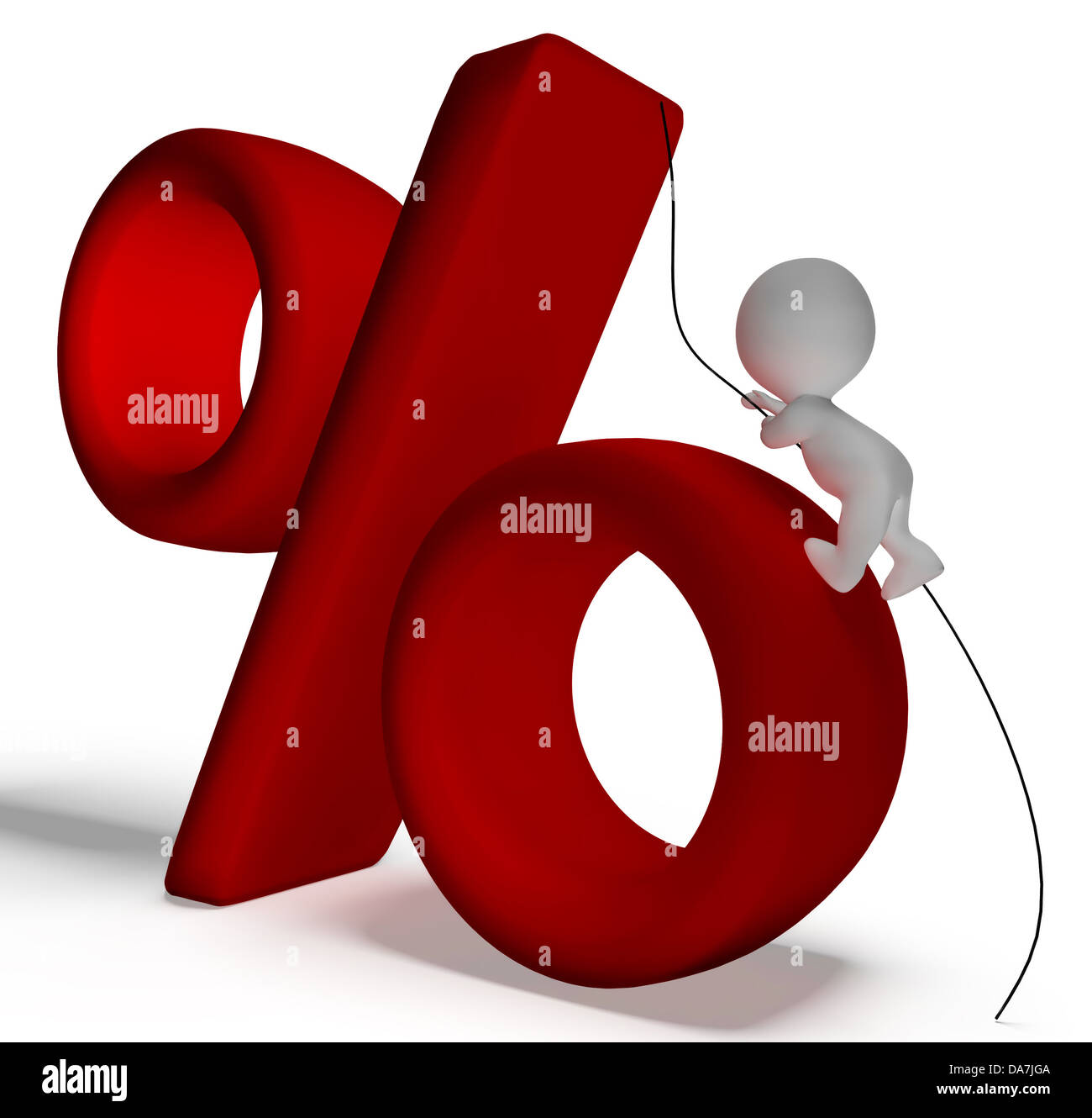 Percent Sign With 3d Man Climbing Shows Percentage Stock Photo - Alamy