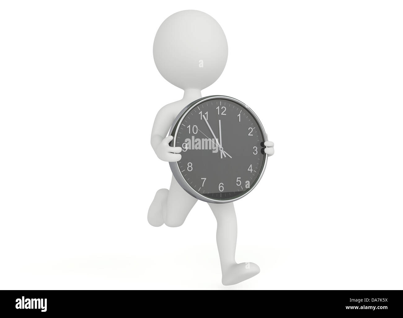 3d humanoid character running with a clock on white Stock Photo - Alamy