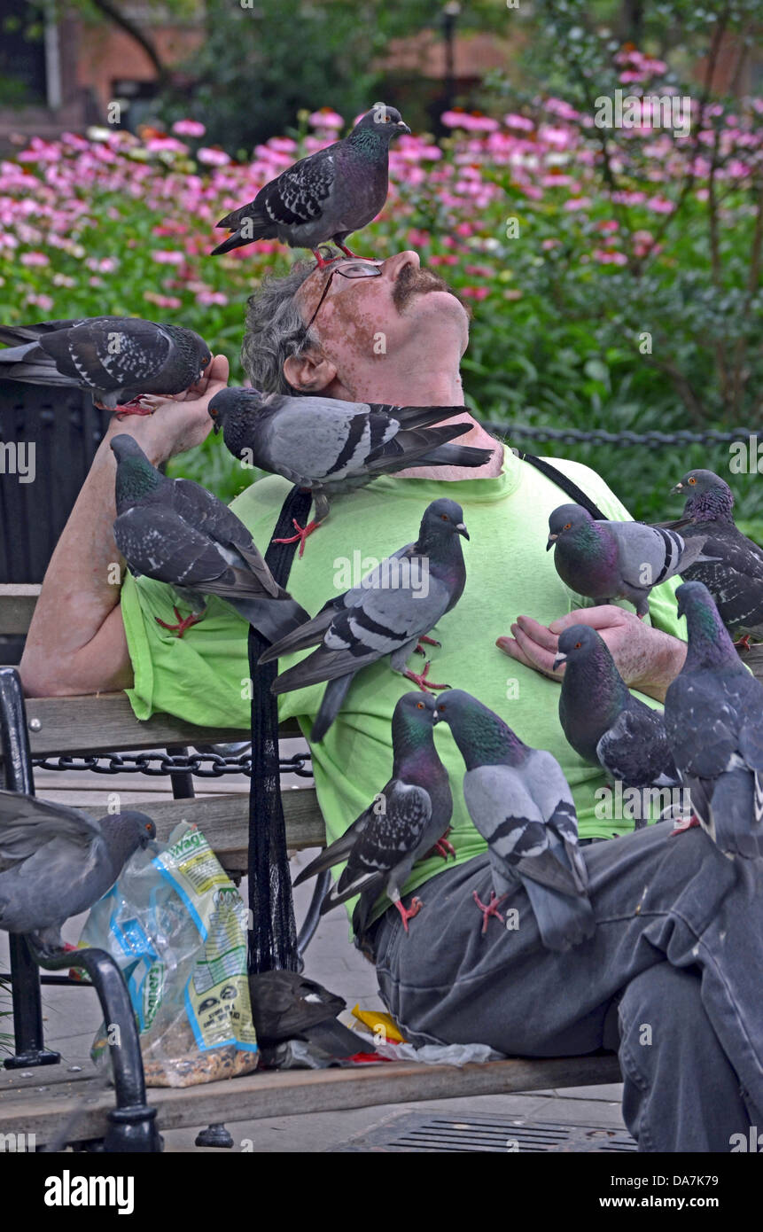 Portrait of Paul, the man who feeds the pigeons in Washington Square ...