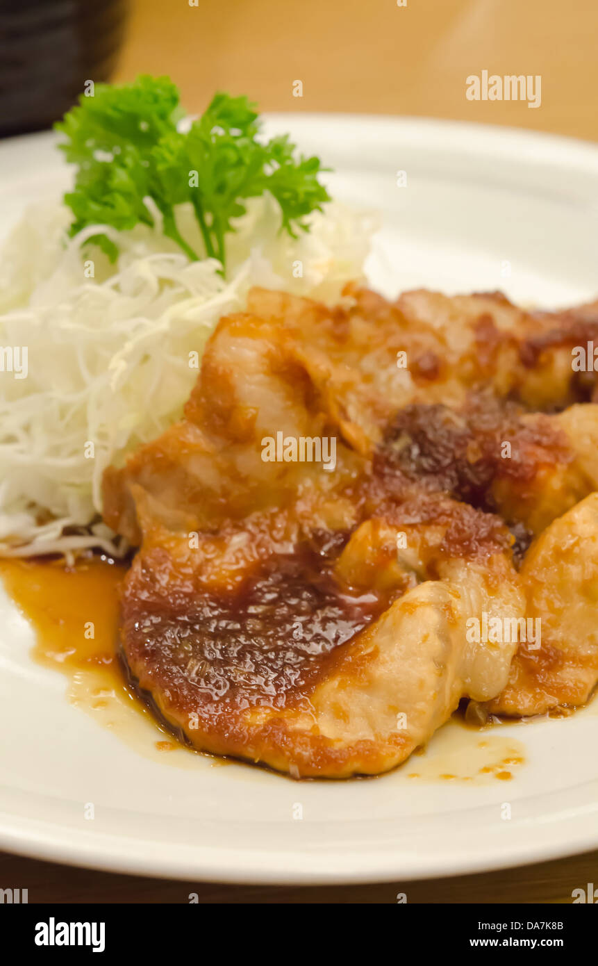 close up sauteed pork with ginger sauce Stock Photo - Alamy