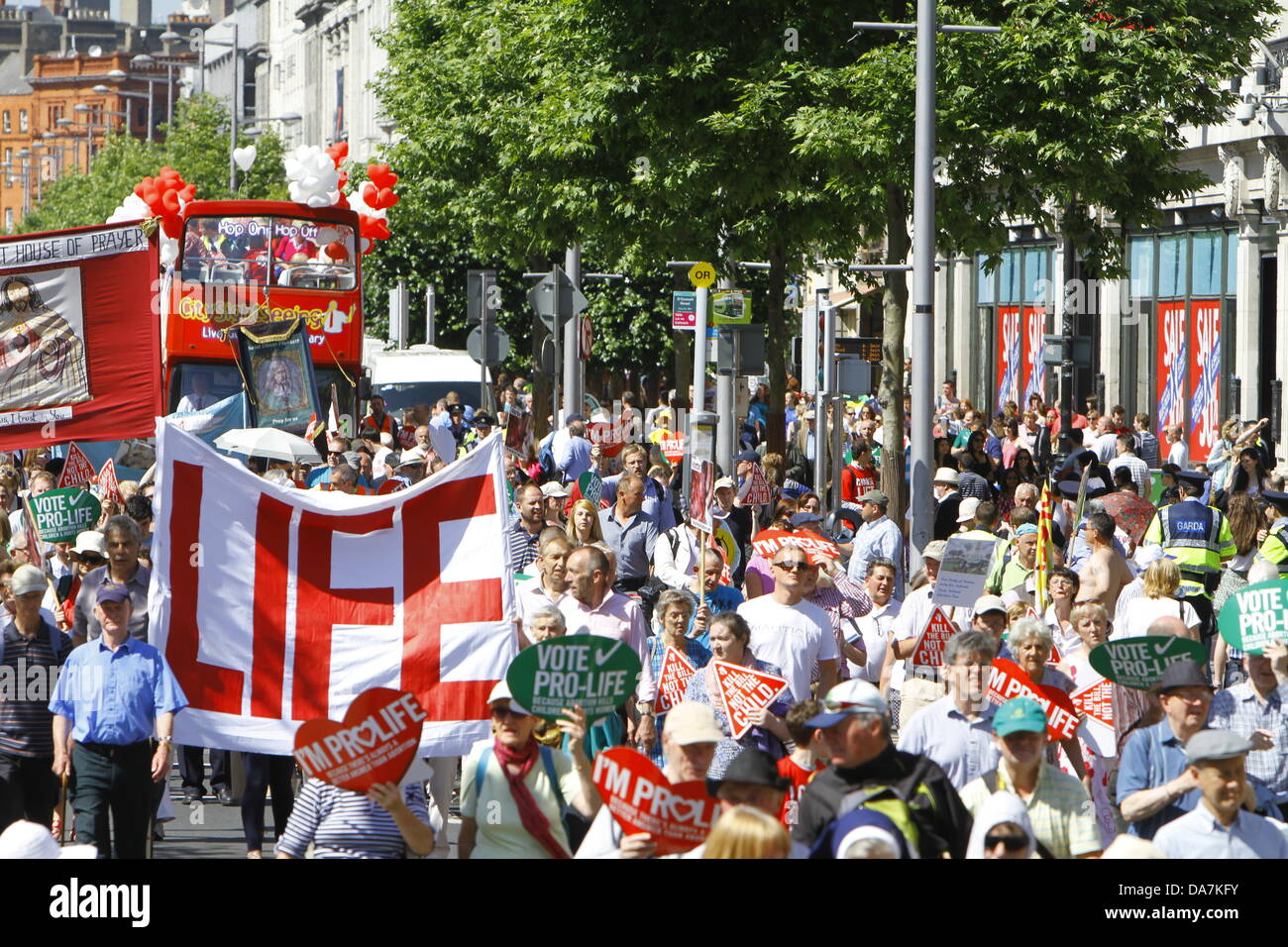 Dublin, Ireland. 6th July 2013. The Pro-Life rally passes through O ...