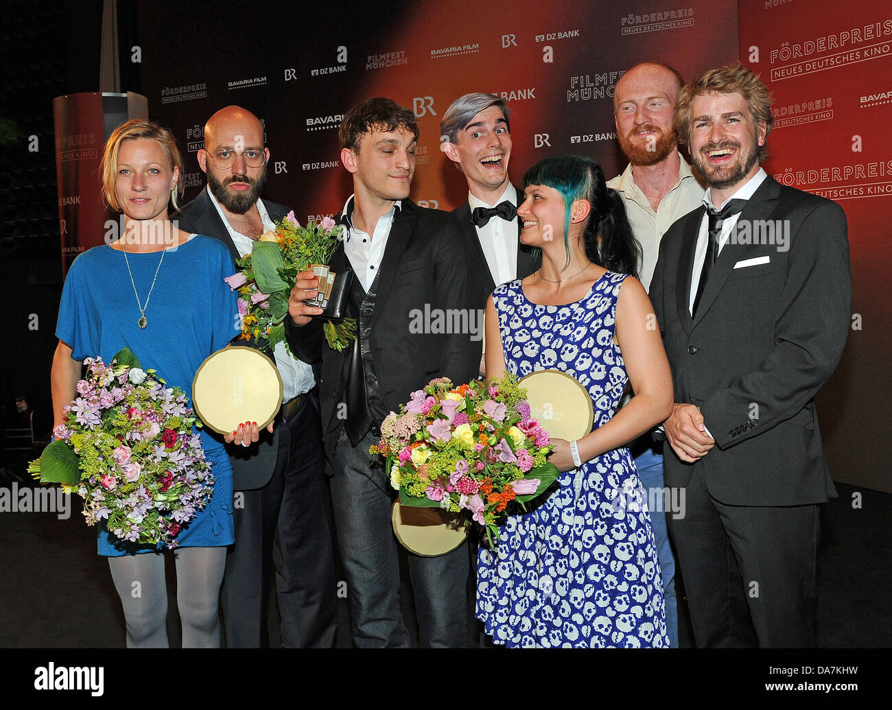 Actor Lana Cooper (L-R), director Jakob Lass, actor Franz Rogowski ...