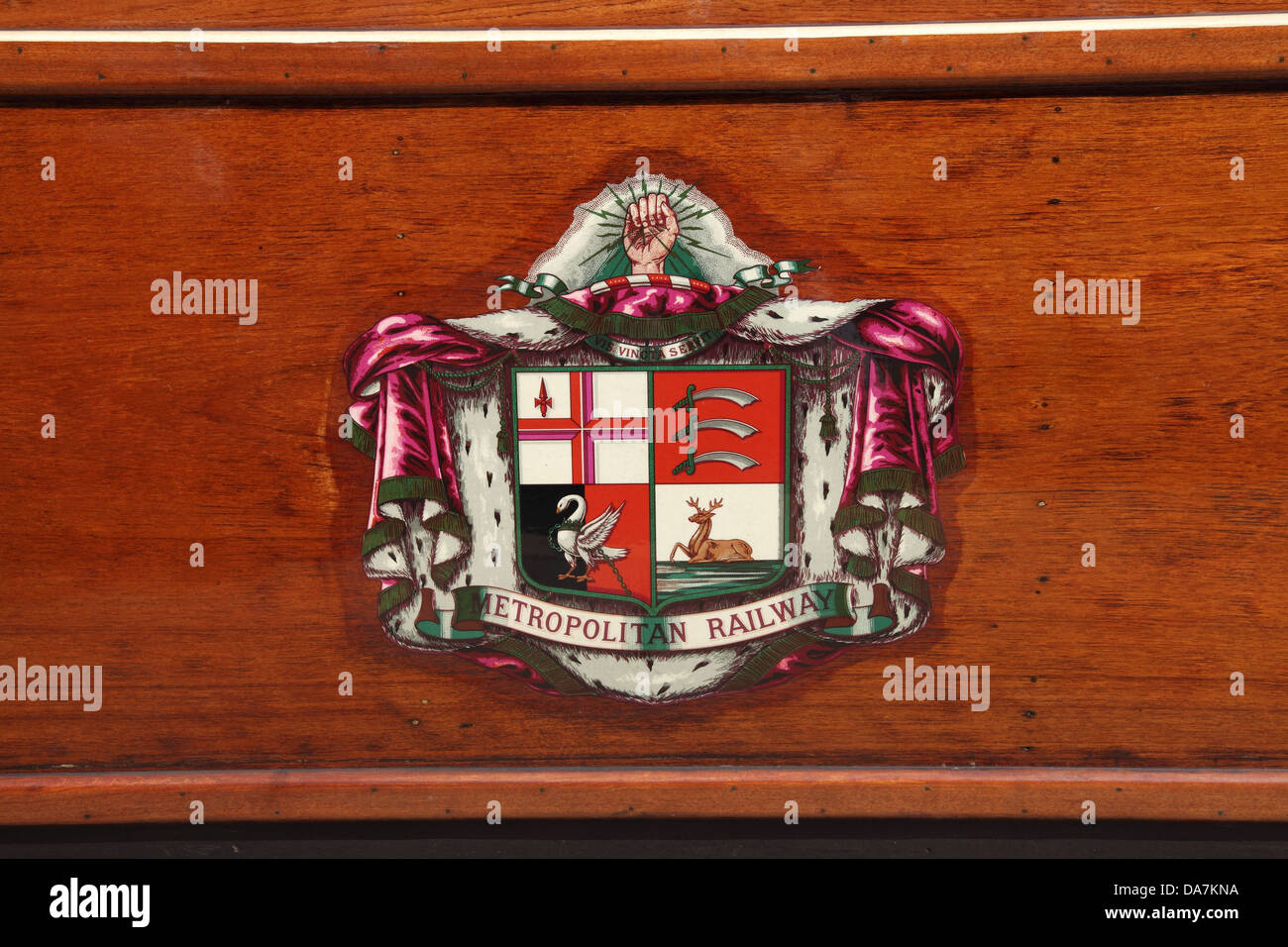 Metropolitan Railways Crest, seen on a carriage at the Bluebell railway ...