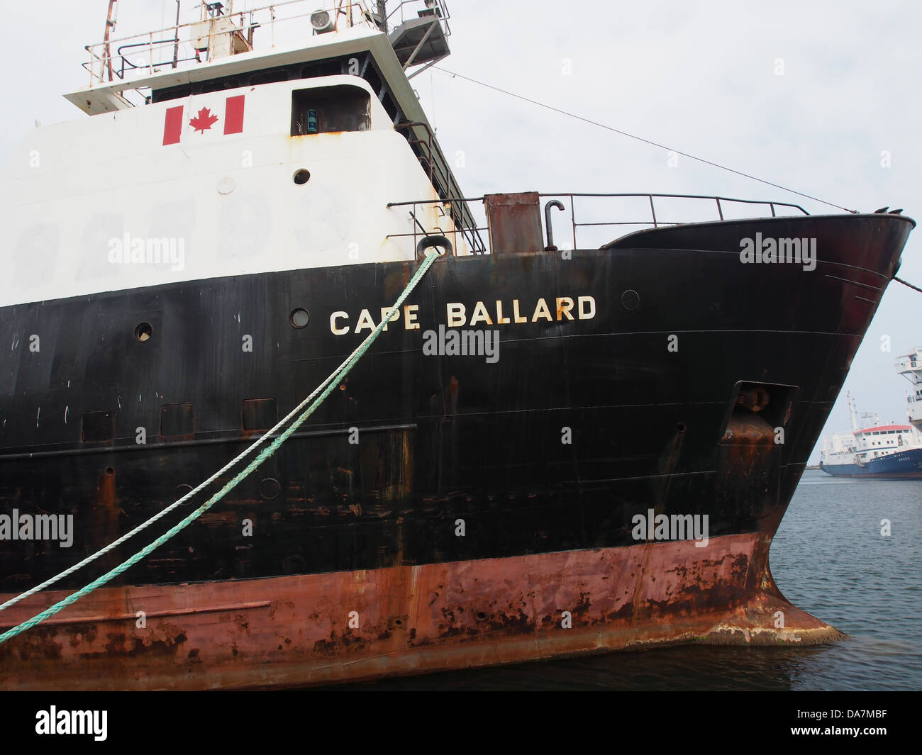 The Cape Ballard, with IMO number 8006347, is seen docked at Grenaa ...