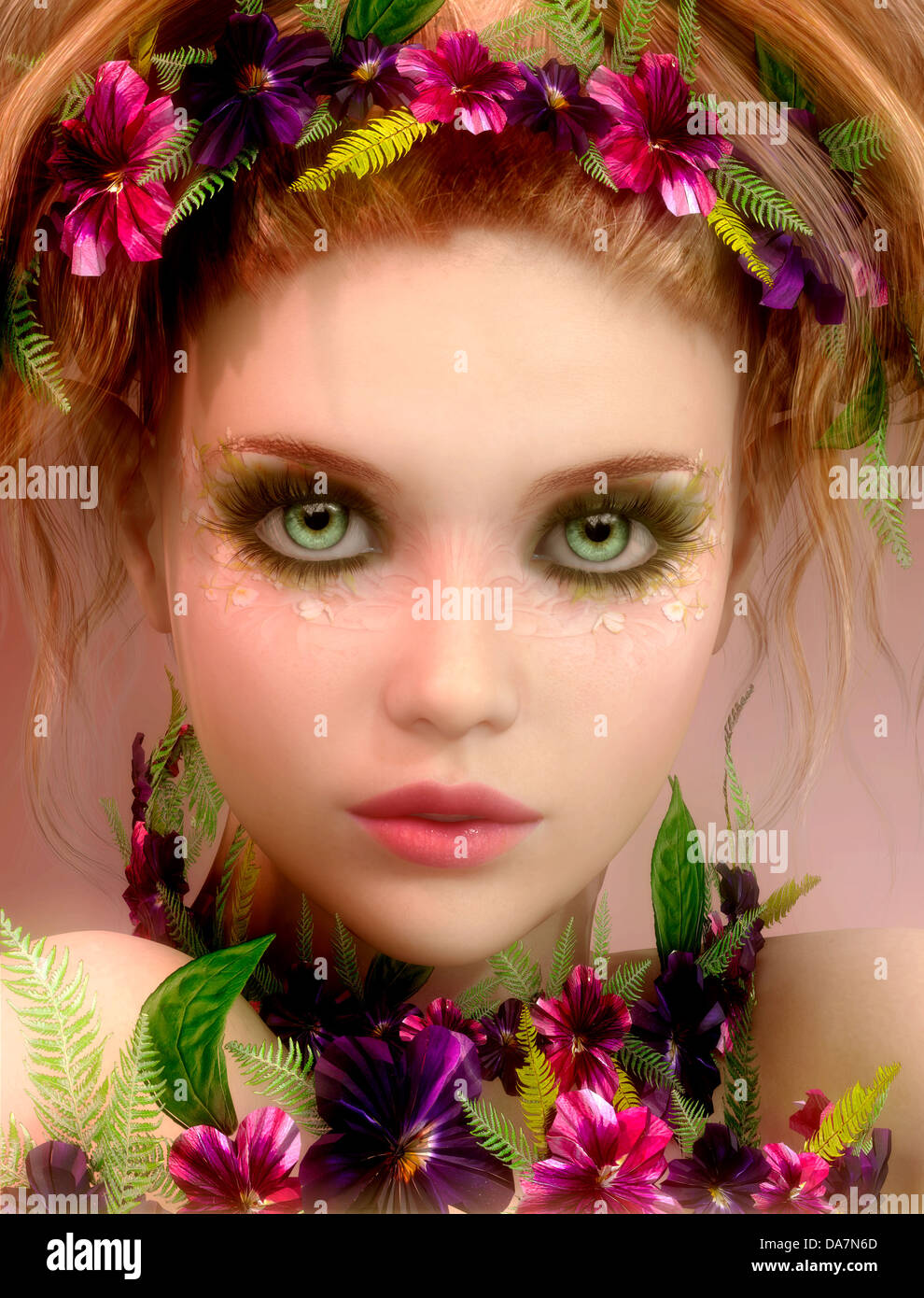 3d computer graphics girl wreath hi-res stock photography and images ...