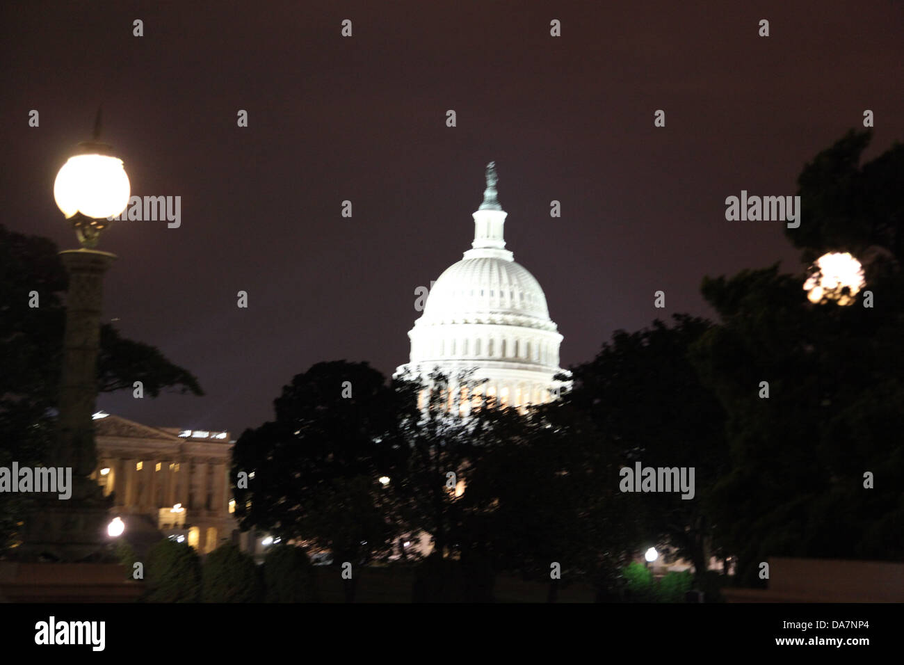 Capital Building at night a scene from the Library of Congress Stock ...