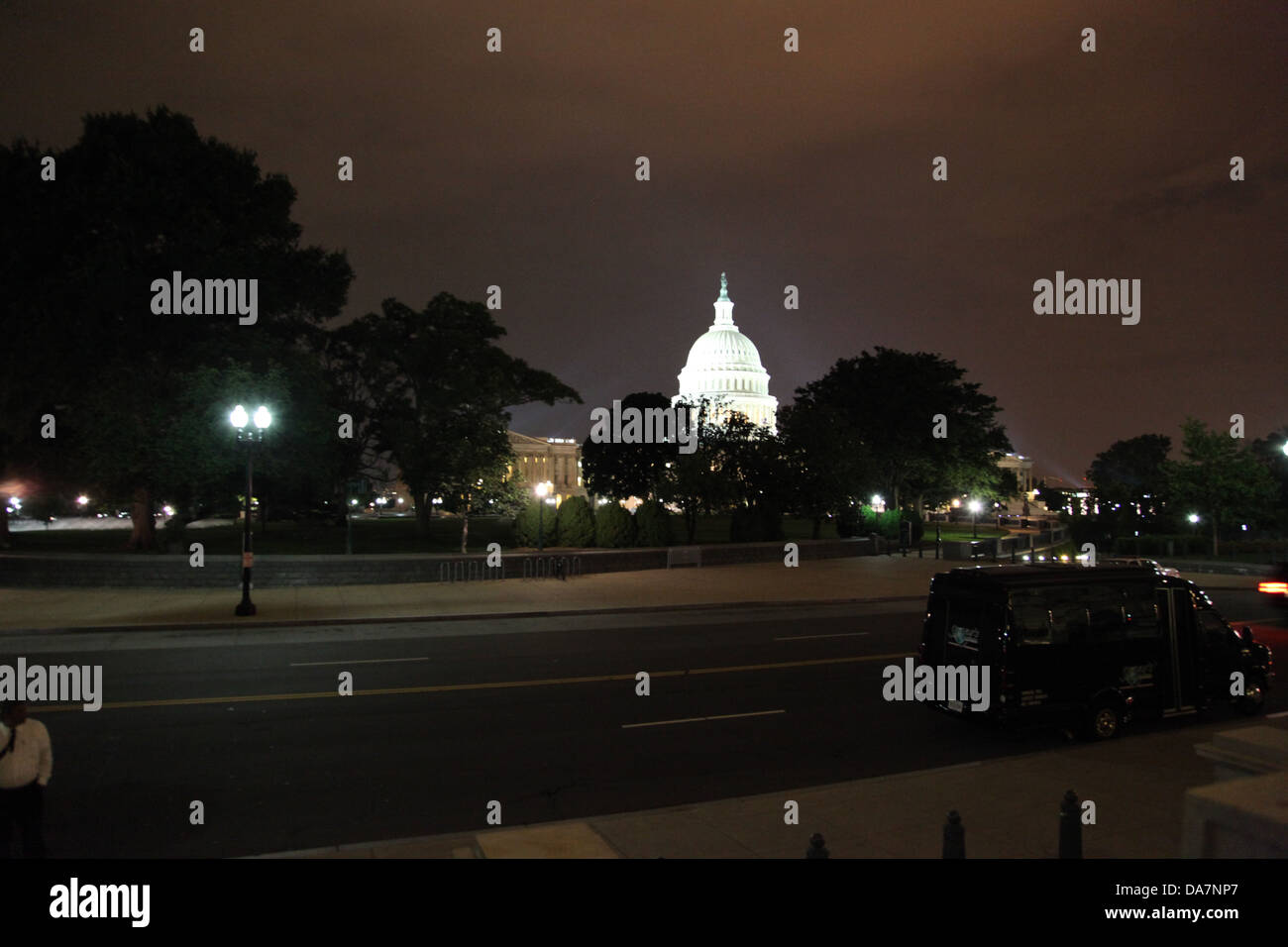Capital Building at night a scene from the Library of Congress Stock ...