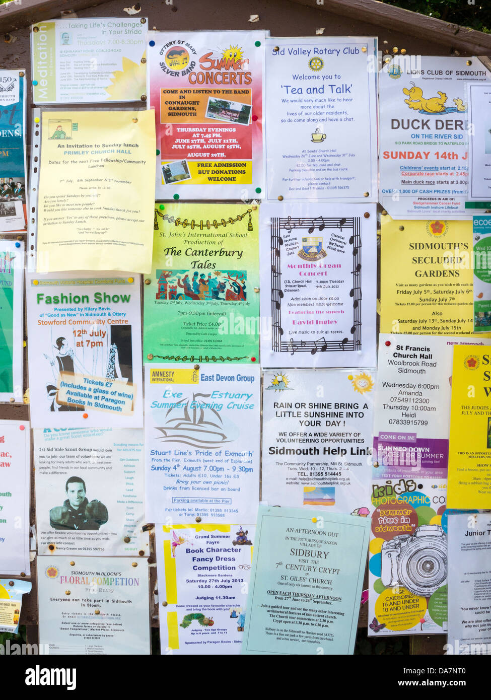 Community notice board in Sidmouth, Devon, England Stock Photo - Alamy