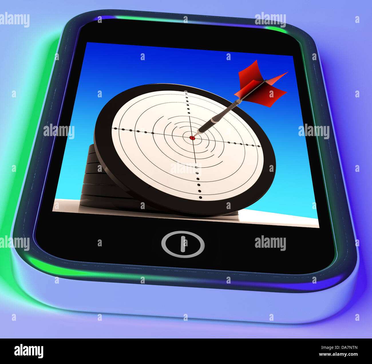 Dartboard On Smartphone Shows Effective Shooting And Precise Aim Stock ...