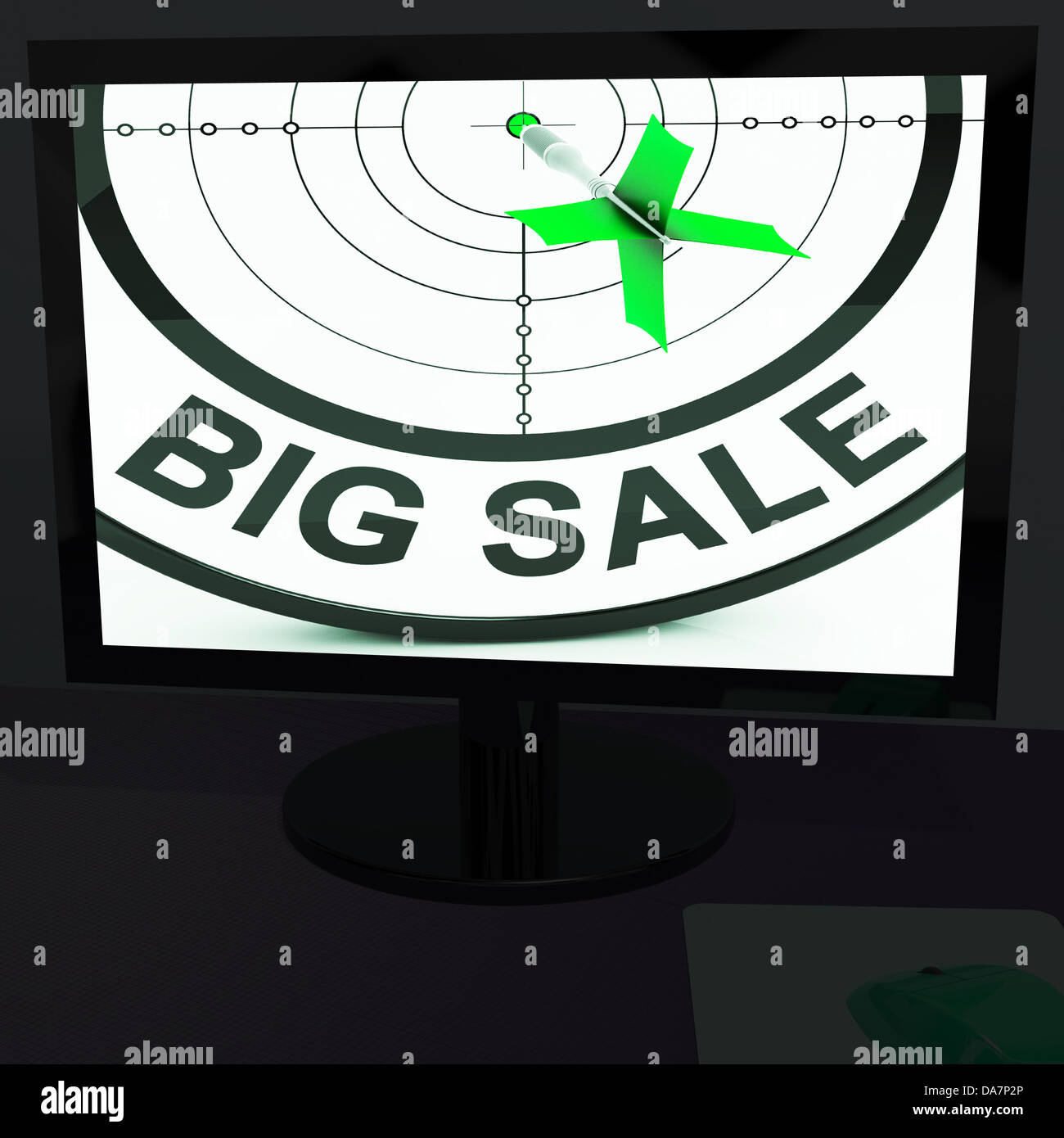 Big Sale On Monitor Shows Big Promotions And Discounts Stock Photo - Alamy