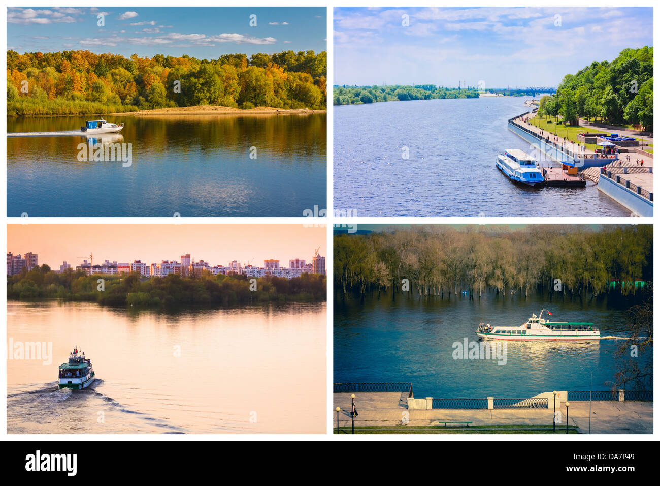 Passenger Cruise Ship On River. Set, Collage Stock Photo - Alamy