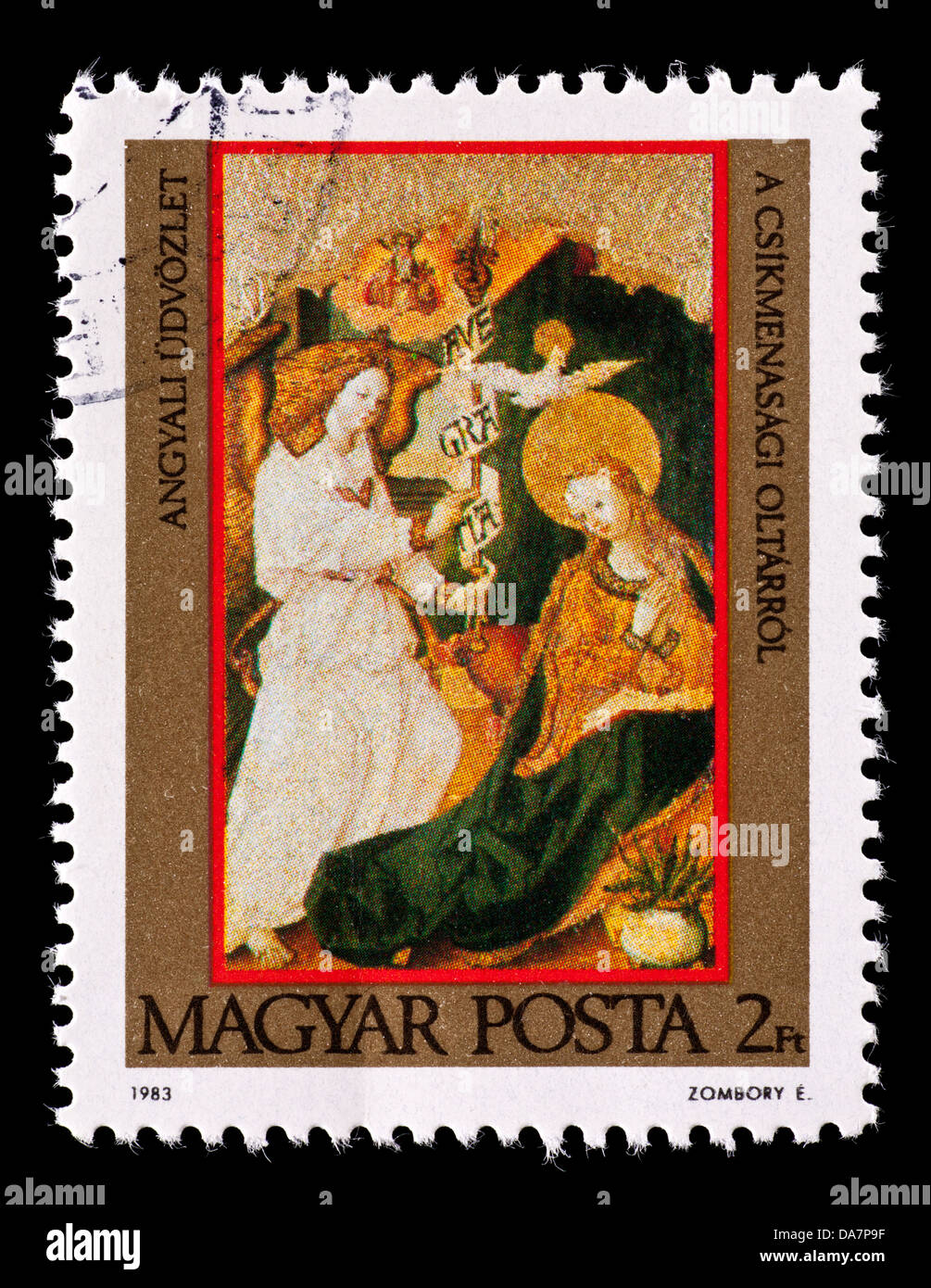 Postage stamp from Hungary depicting a Christmas alter piece ...