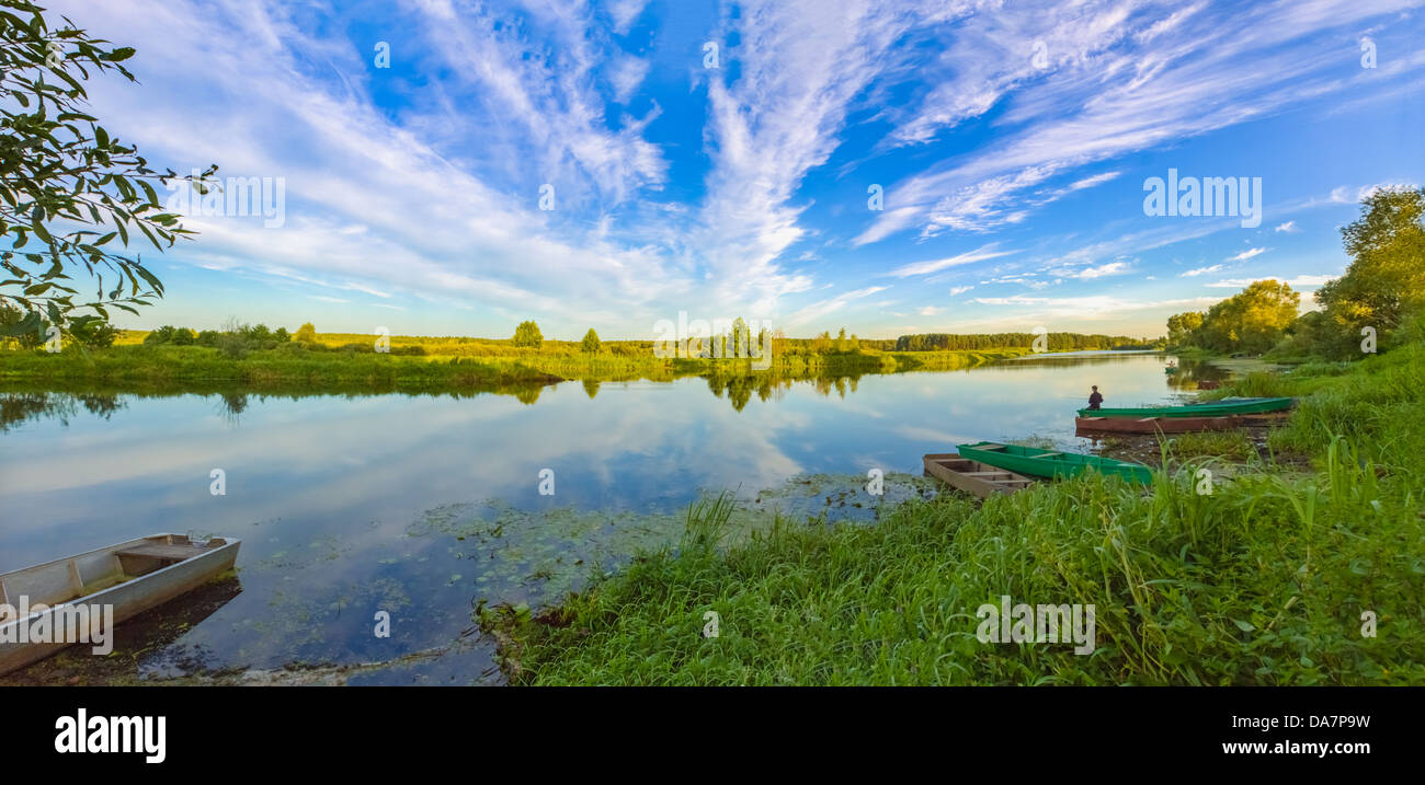 Sky And Clouds Reflection On Lake River Stock Photo - Alamy