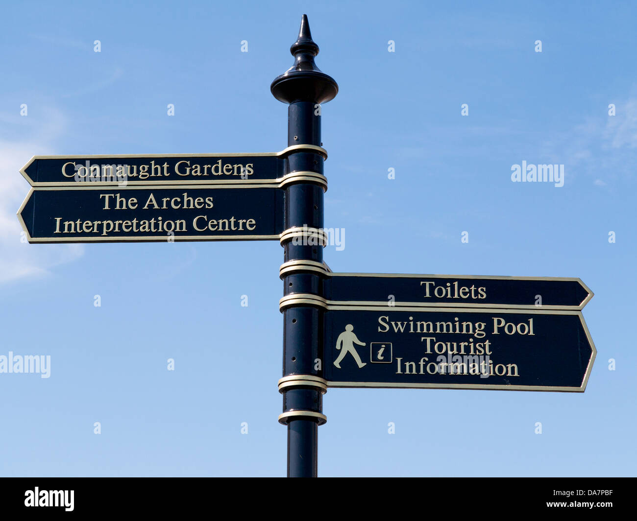 Information direction signpost in Sidmouth, Devon, England Stock Photo ...