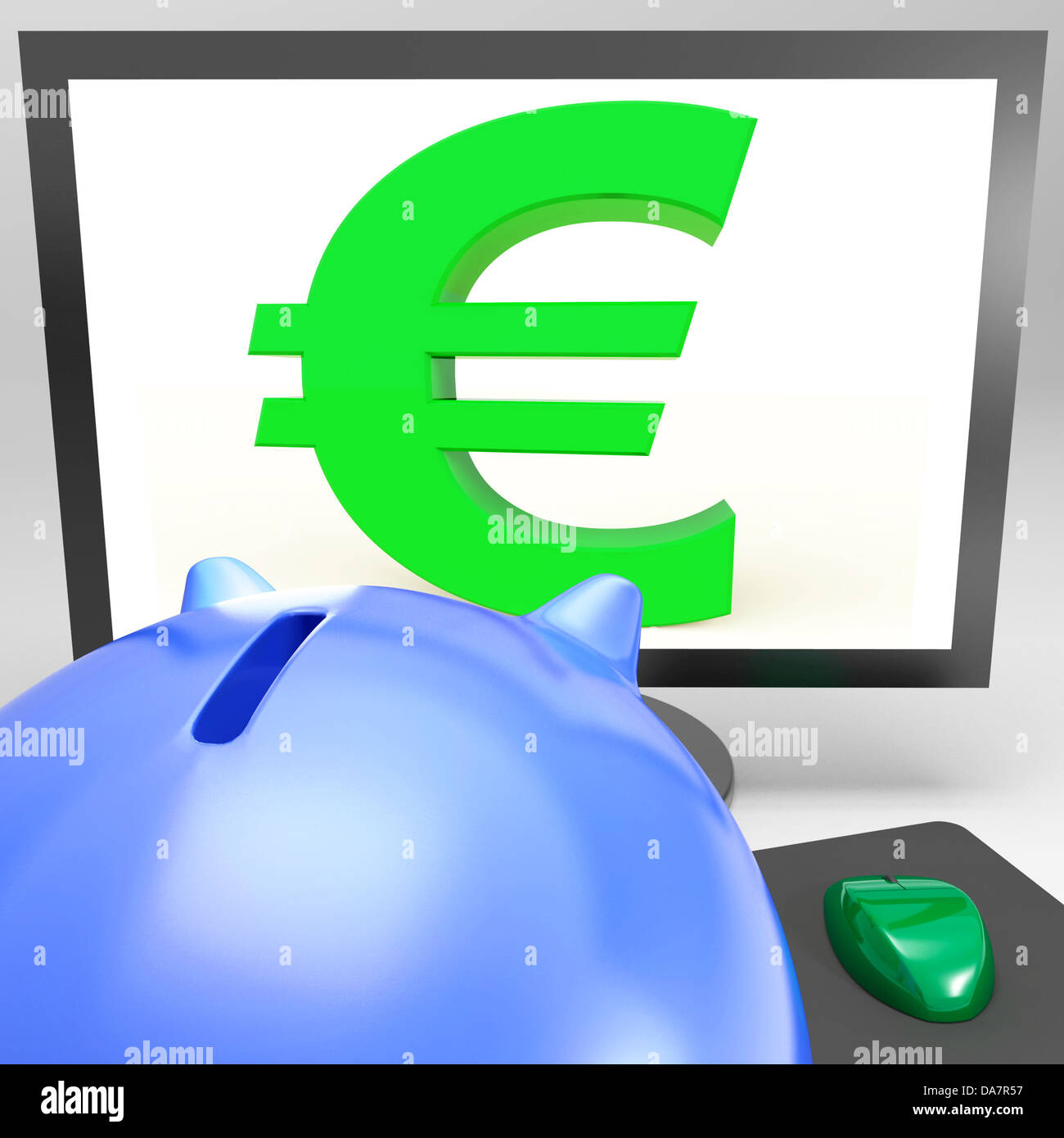 Euro Symbol On Monitor Shows European Fortune Or Wealth Stock Photo - Alamy