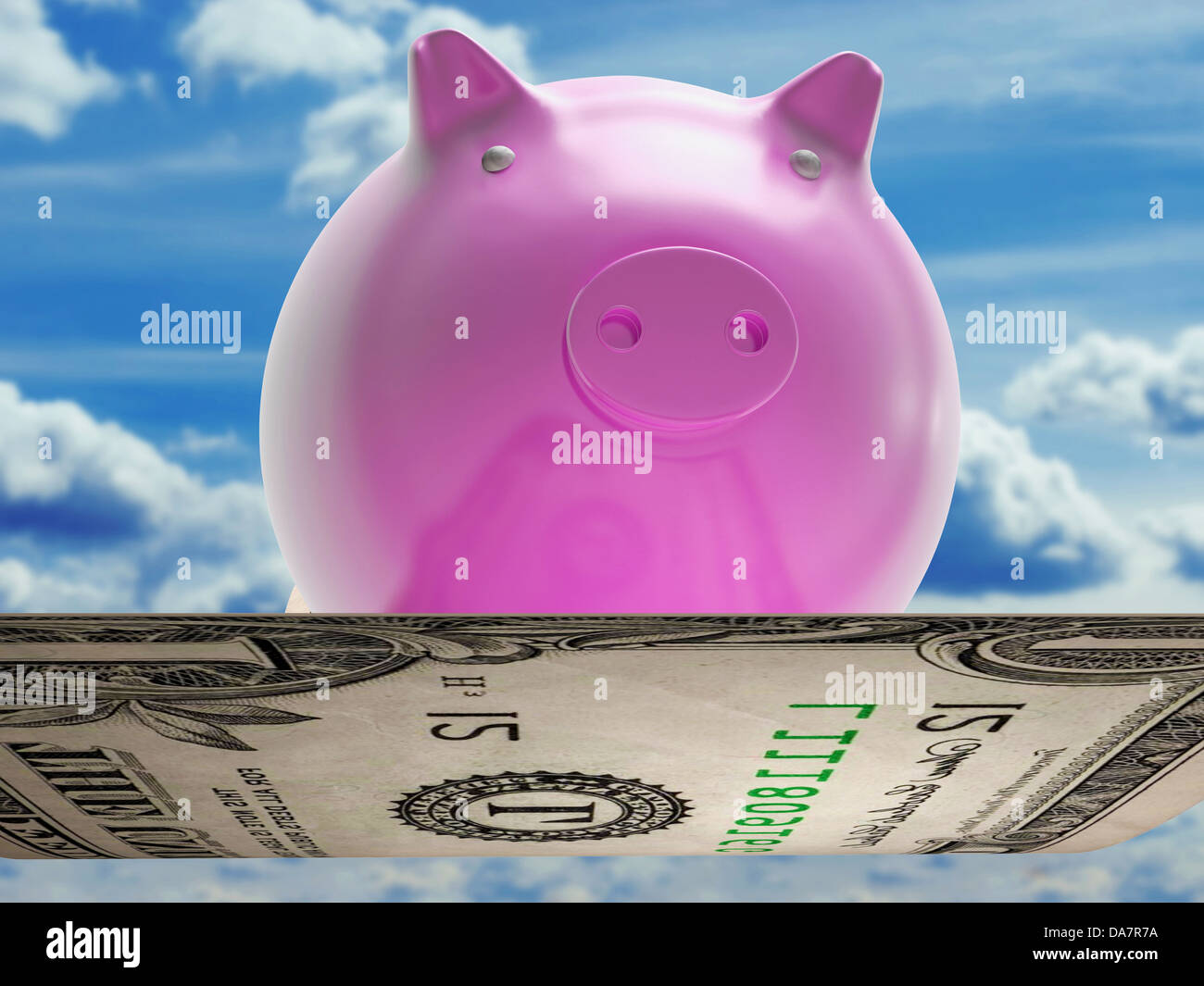 Flying Dollar Pig Showing High Flying Success Stock Photo - Alamy