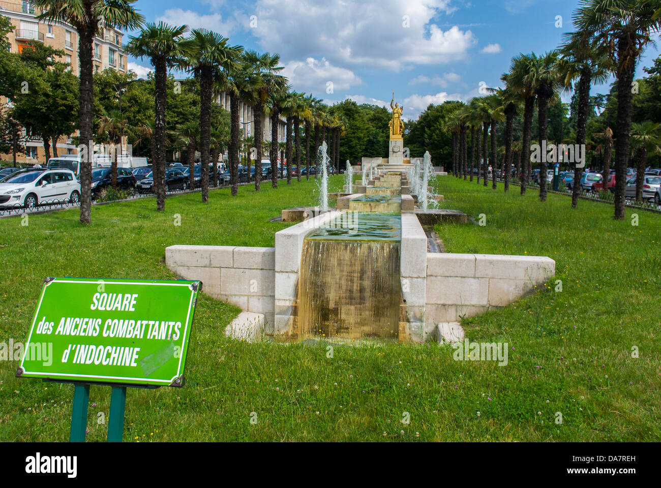 Paris, France, French Garden Square with Palm Trees, in Public Park ...