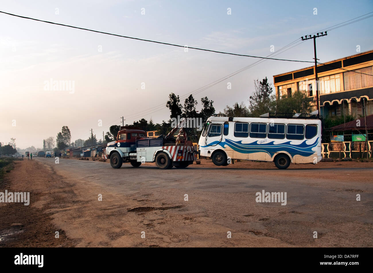 A bus towed by a breakdown van, Jimma, Ethiopia Stock Photo - Alamy