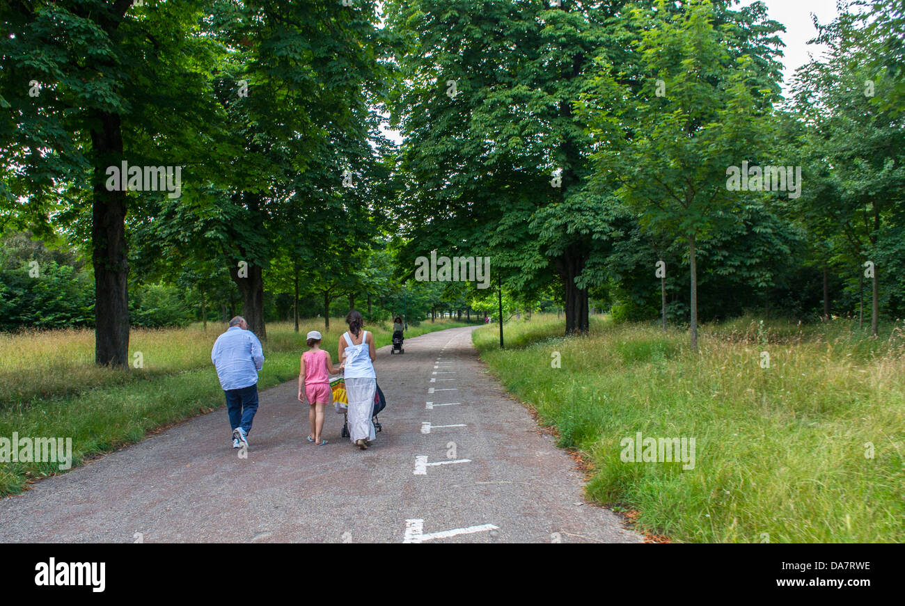 Paris, France, Family Promenading in Public Park, Parc de VIncennes ...