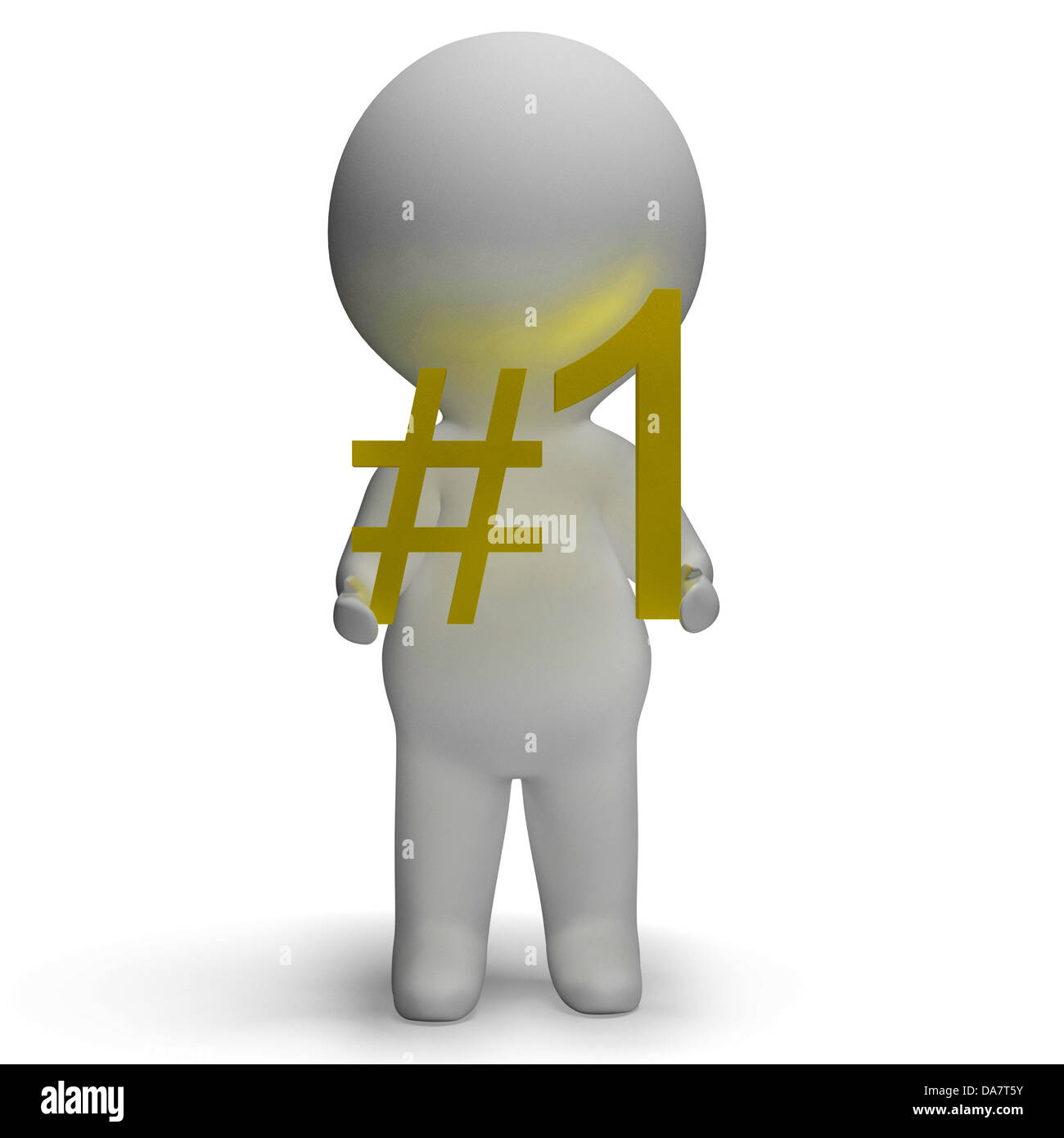 Number One 3d Character Shows First Place Stock Photo - Alamy