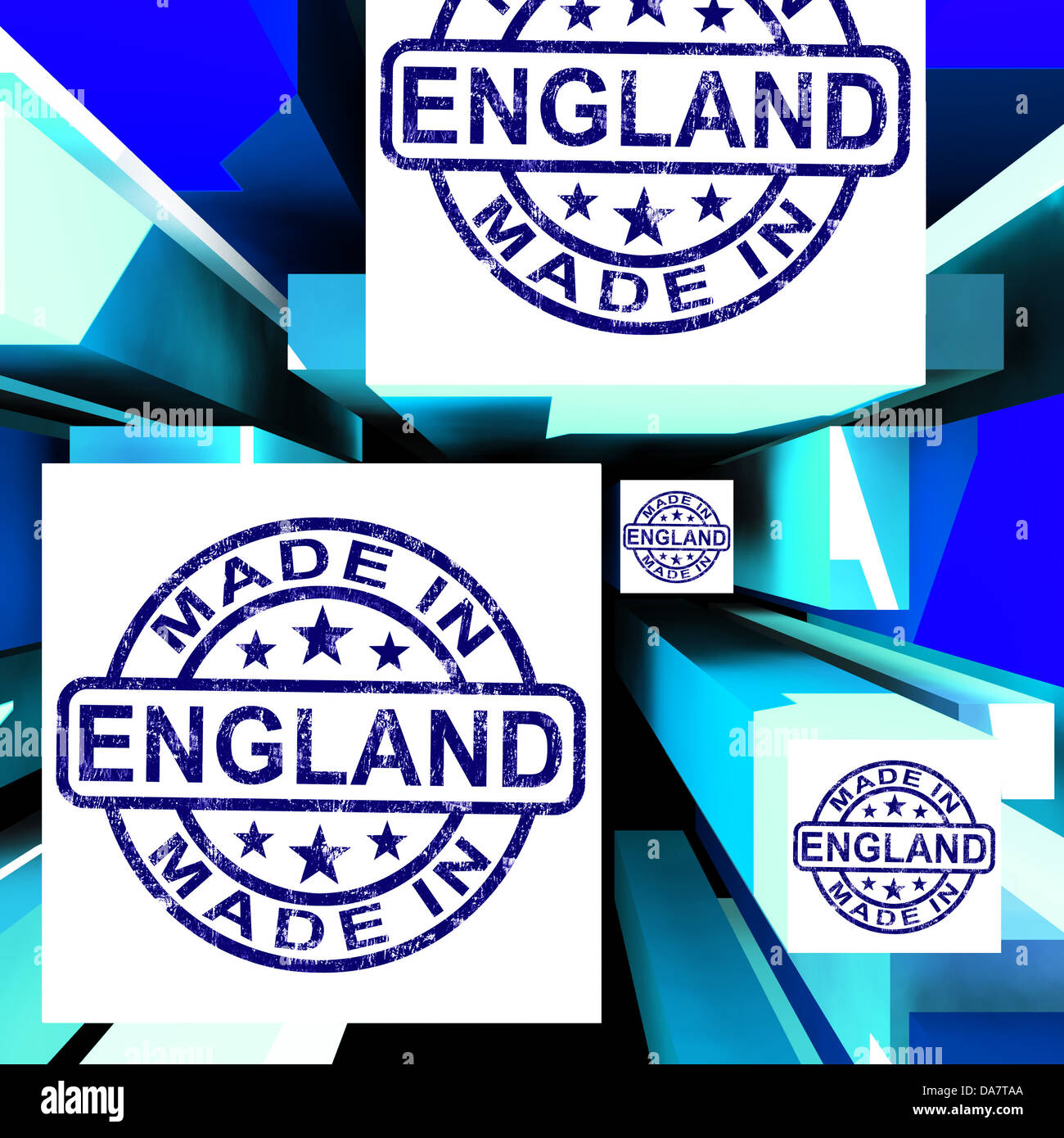 Made In England On Cubes Shows English Production And Manufacture Stock ...