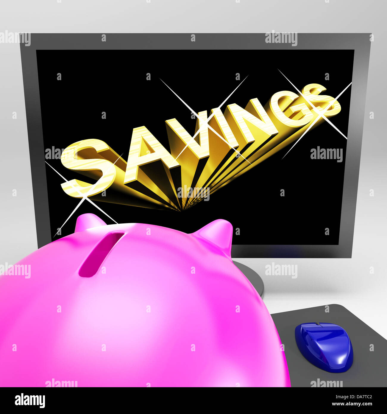 Savings Screen Showing Growth Save And Invest Stock Photo - Alamy