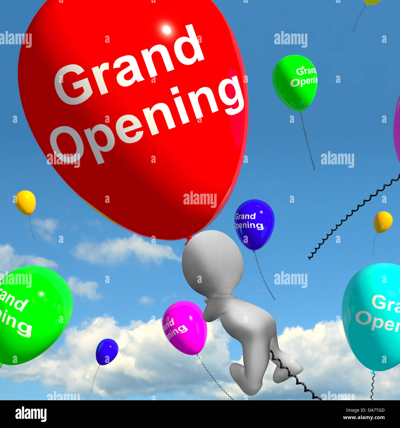 Grand Opening Balloons Shows New Store Launch Stock Photo - Alamy