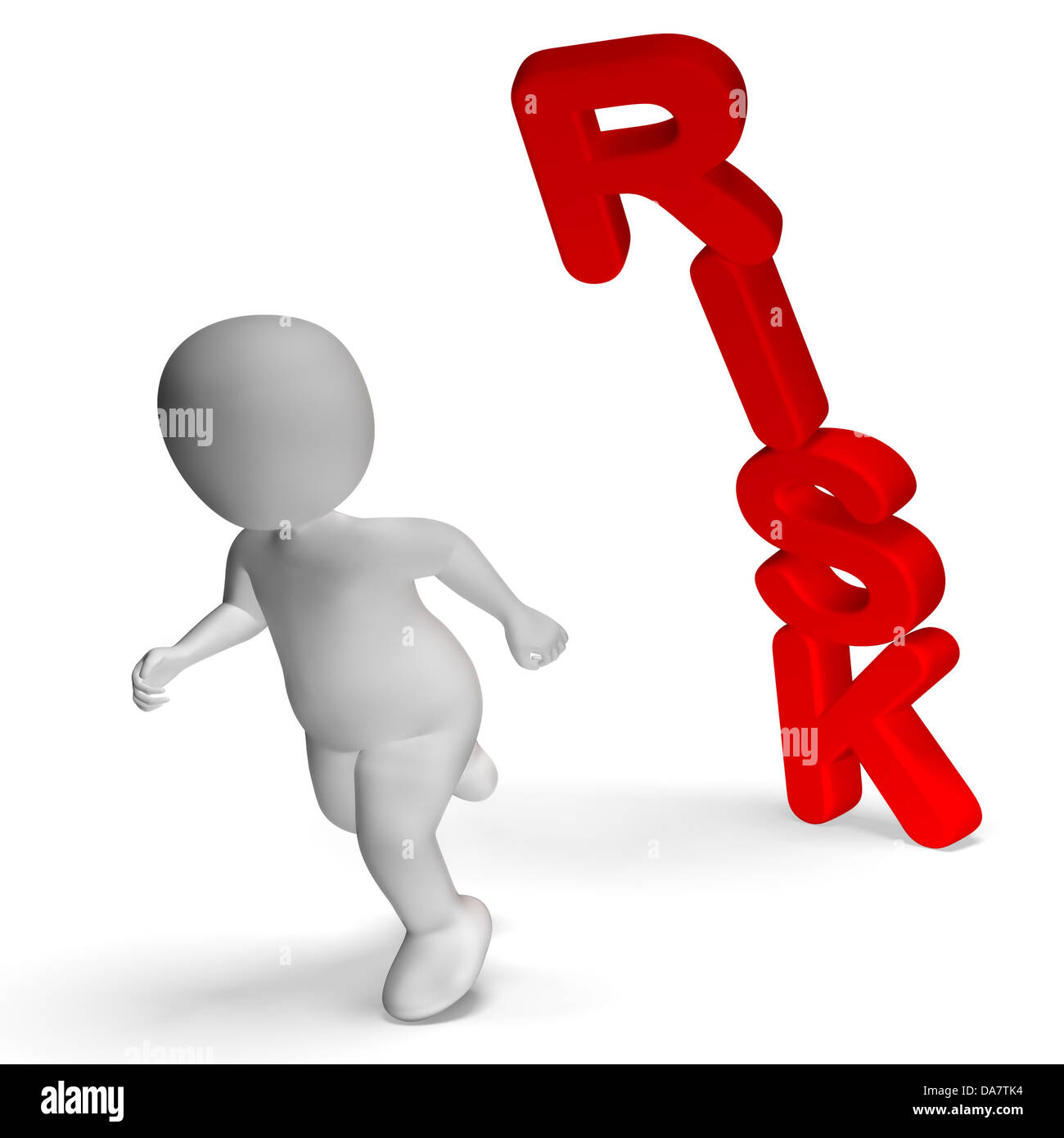 Risk And 3d Character Showing Peril And Uncertainty Stock Photo - Alamy