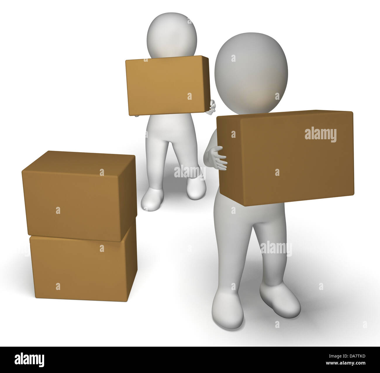 Delivery By 3d Characters Shows Moving Packages Stock Photo - Alamy