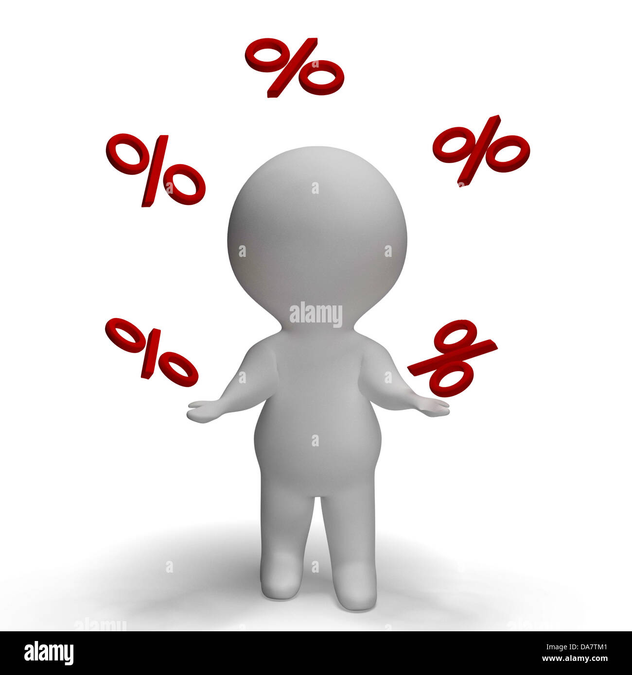 Juggling Percent Sign With 3d Man Climbing Shows Percentage Stock Photo ...