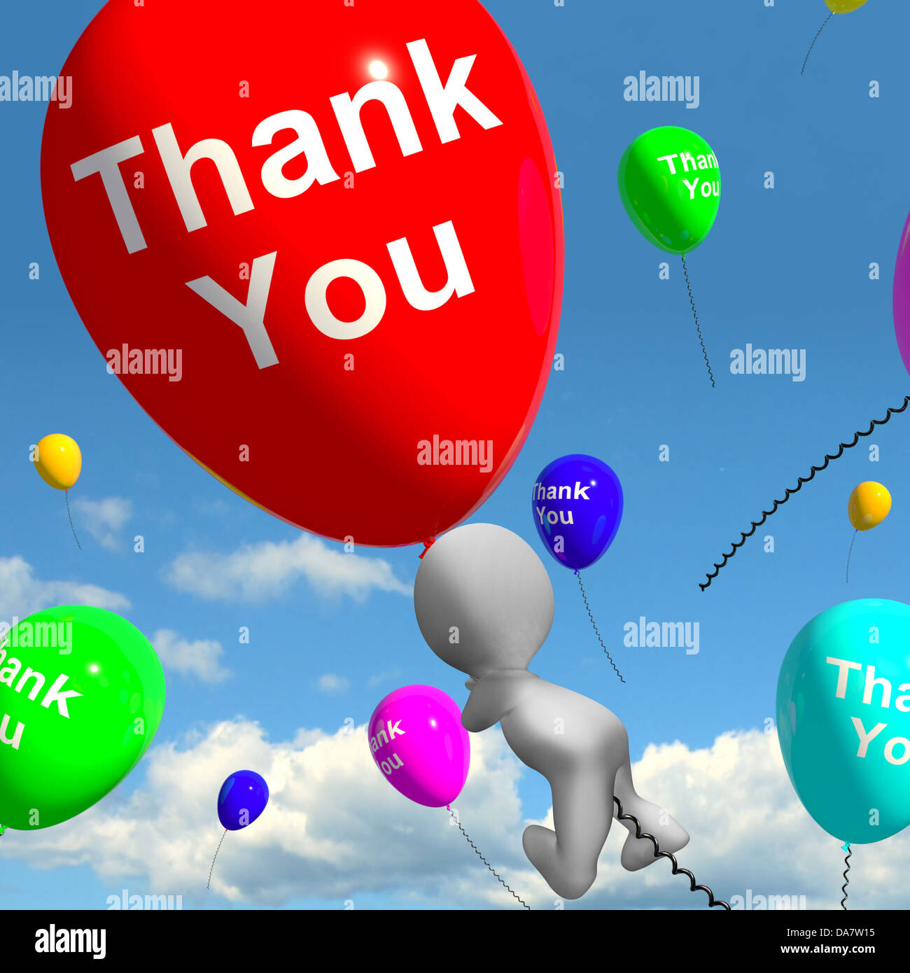 Thank You Balloons Shows Thanks And Gratefulness Stock Photo - Alamy