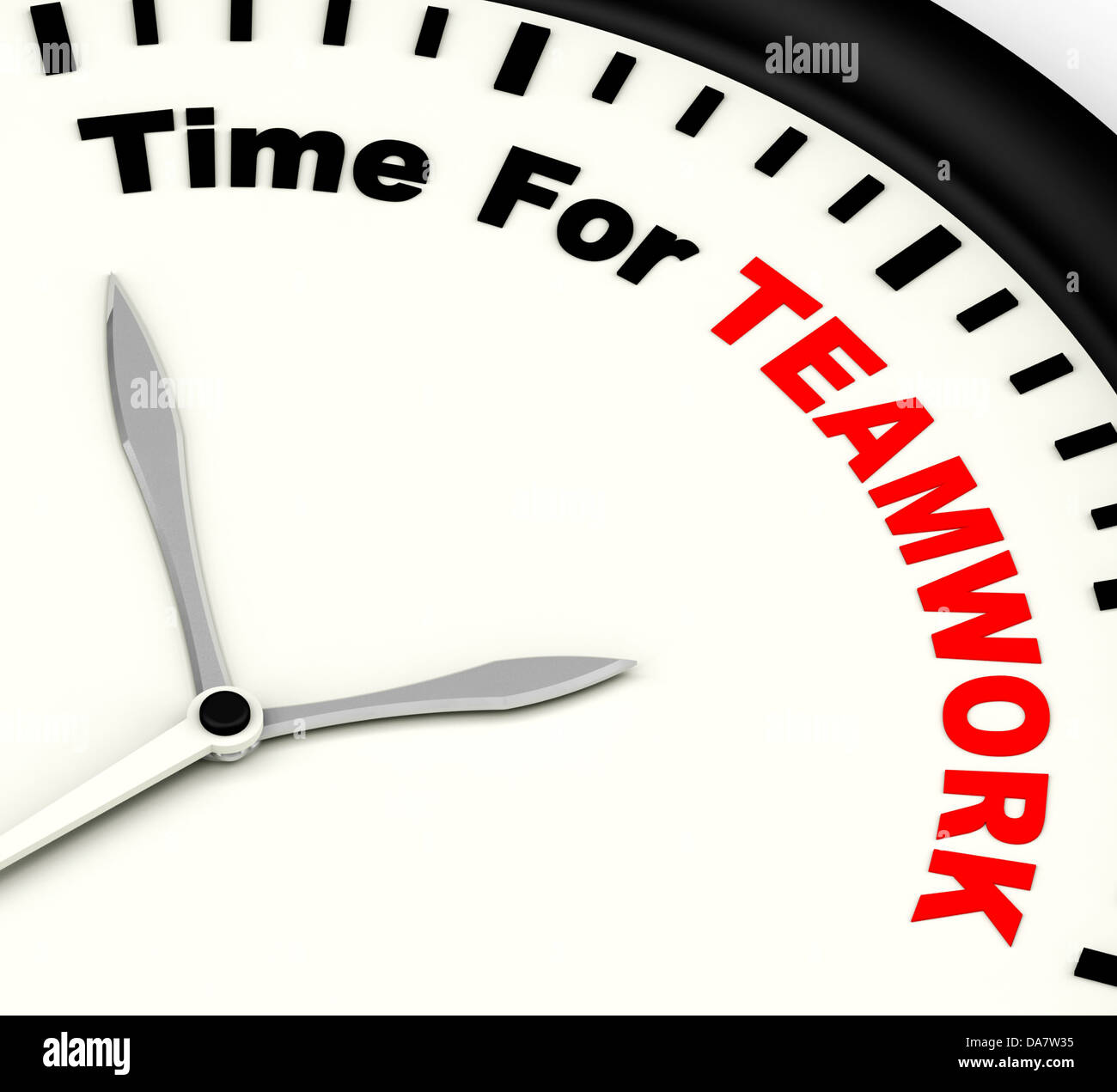 Time For Teamwork Message Showing Combined Effort And Cooperation Stock ...