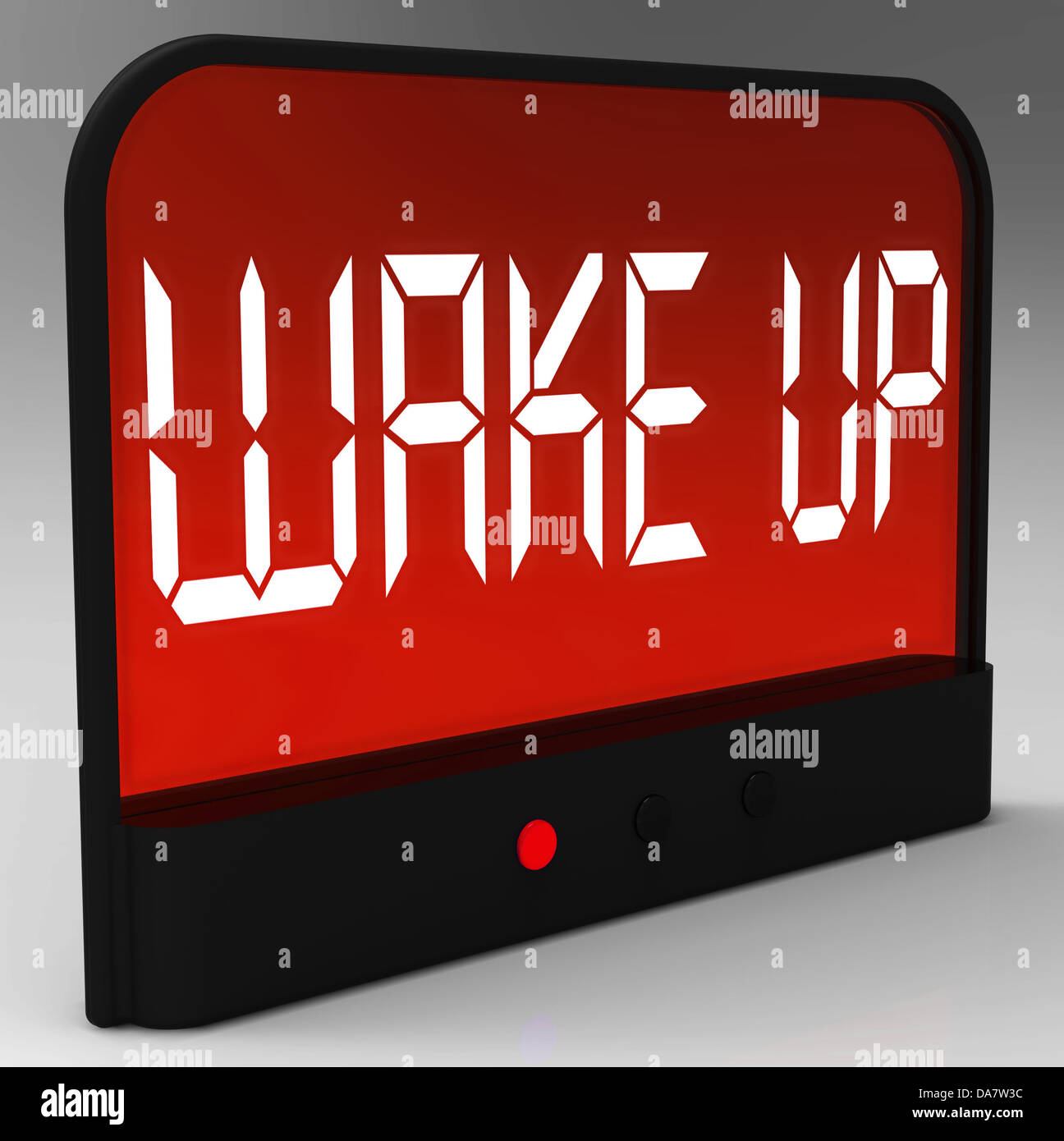 Wake Up Clock Message Means Awake And Rise Stock Photo - Alamy