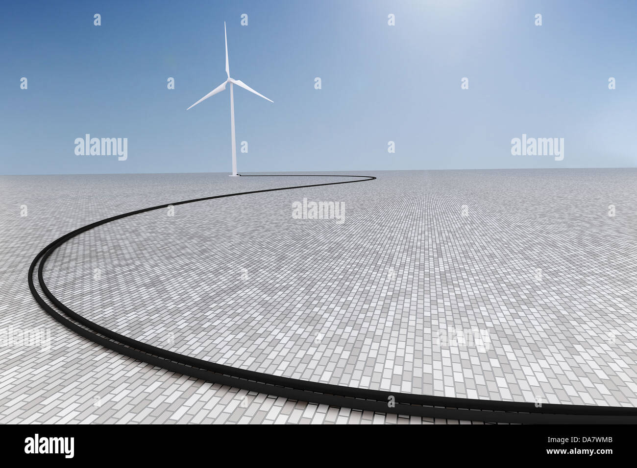 Wind Turbine (3D Render, Blue Sky and Pavement Stock Photo - Alamy