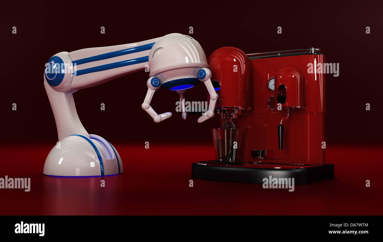 Coffee machine with robot Stock Photo - Alamy
