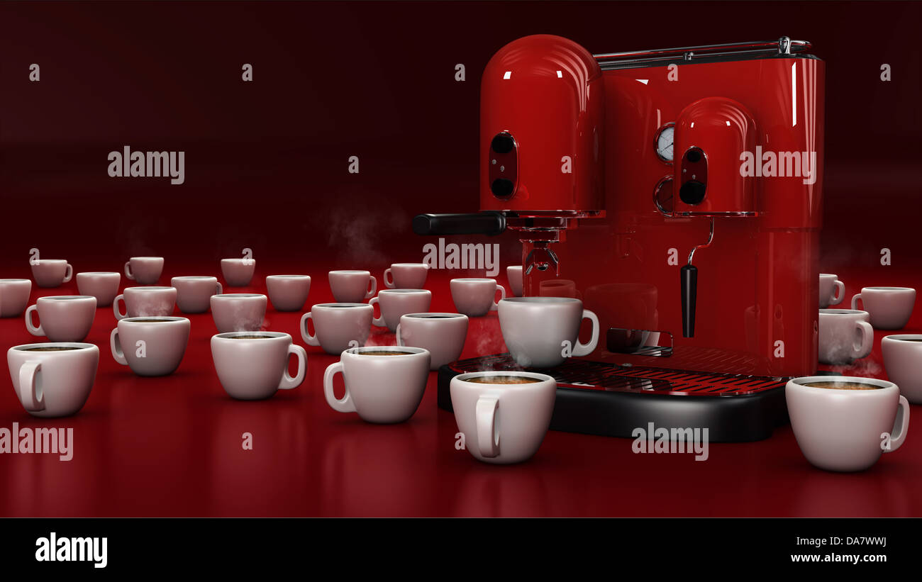 Coffee cups with red Stock Photo - Alamy