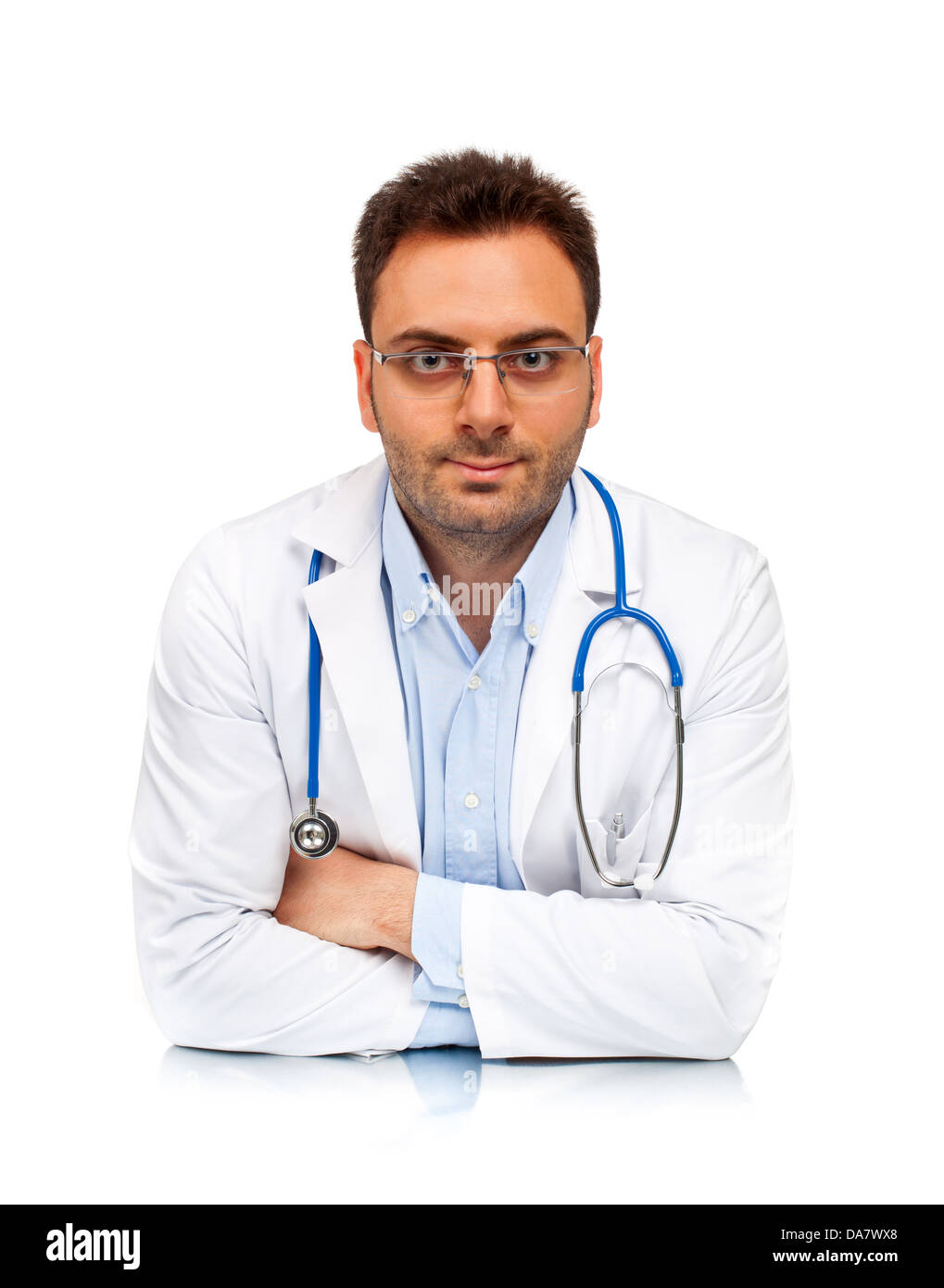 Handsome young doctor isolated on white Stock Photo - Alamy