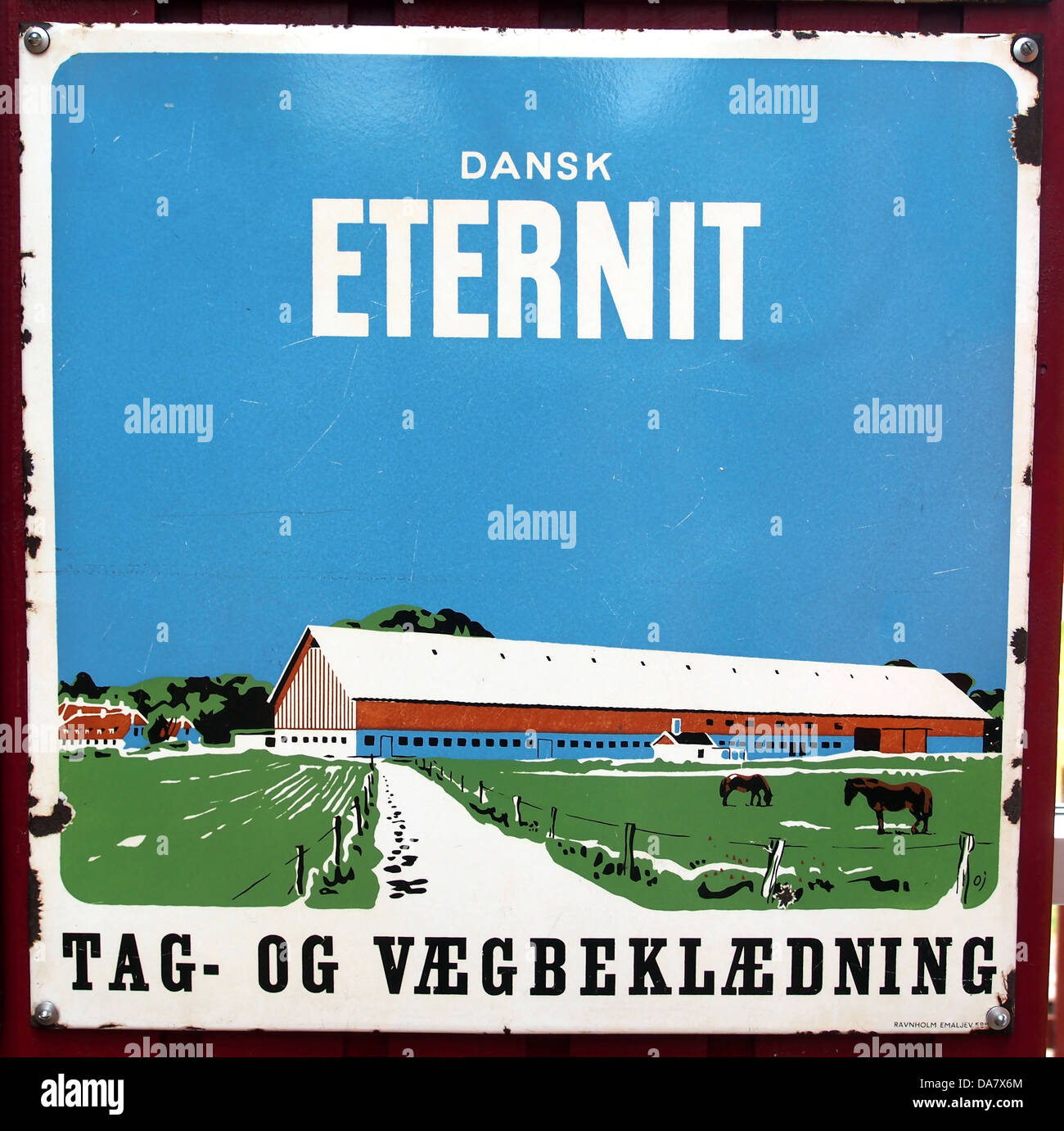 An antique Danish enamel advertising sign for Dansk Eternit. The sign ...