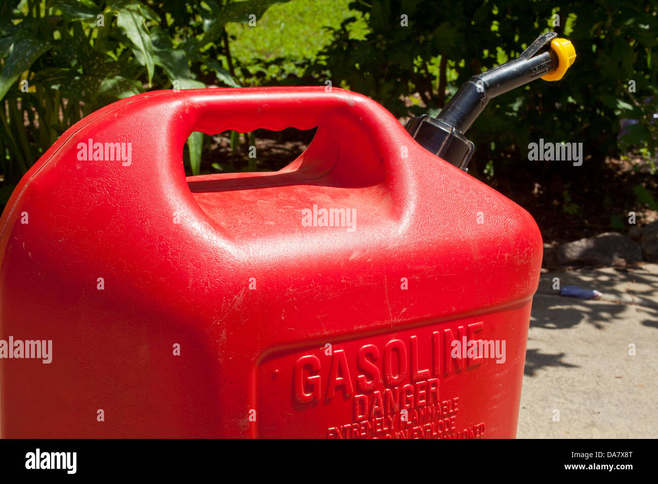 A red five gallon fuel jug Stock Photo - Alamy