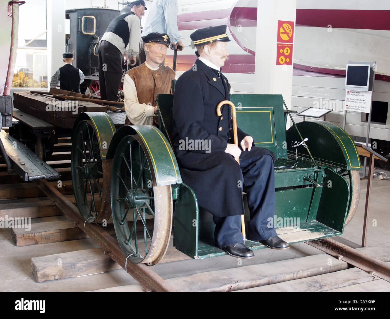 The image depicts a railway trolley used for inspection, designed for ...