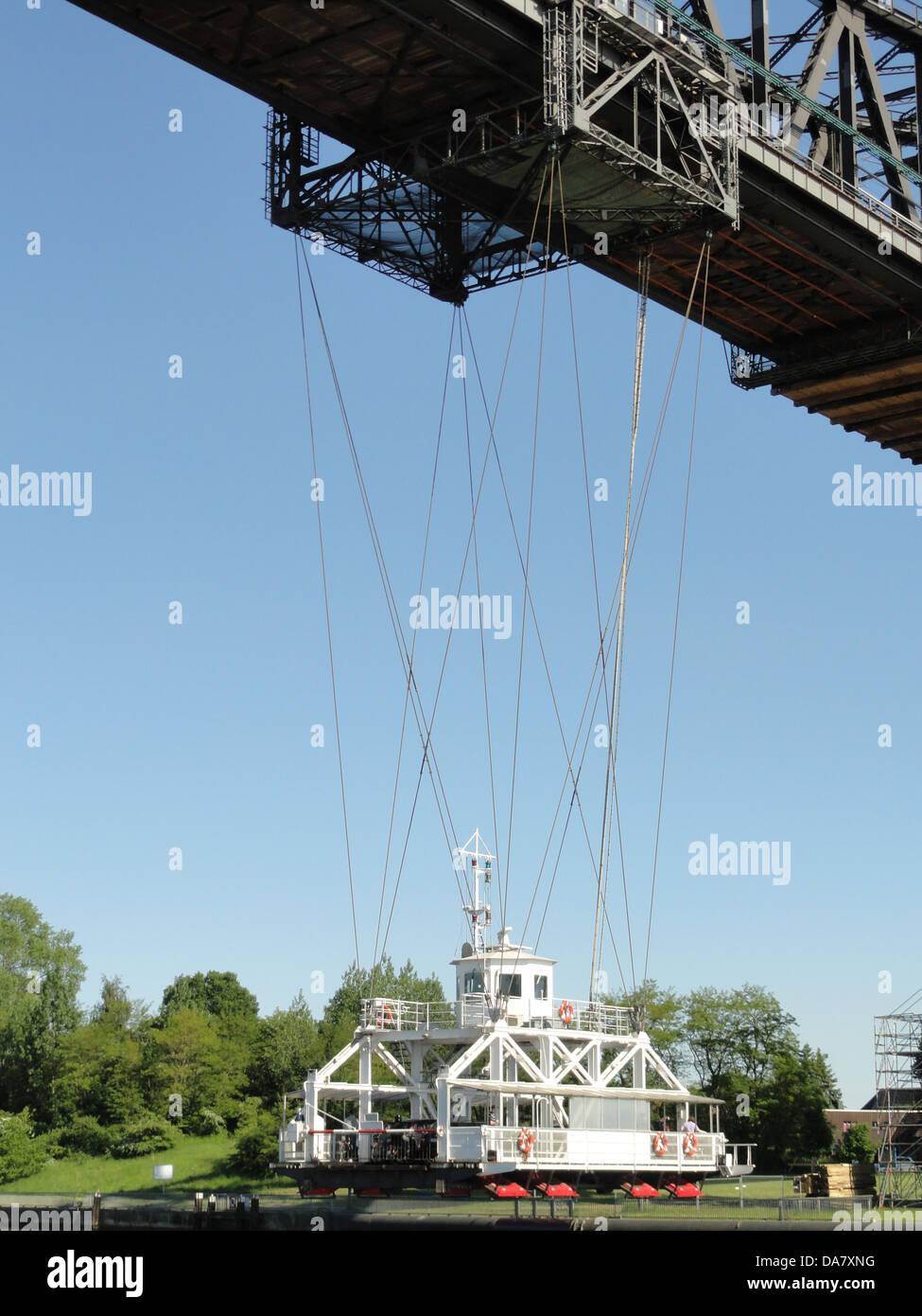 A photograph of the Rendsburg Suspension Railway, an iconic structure ...